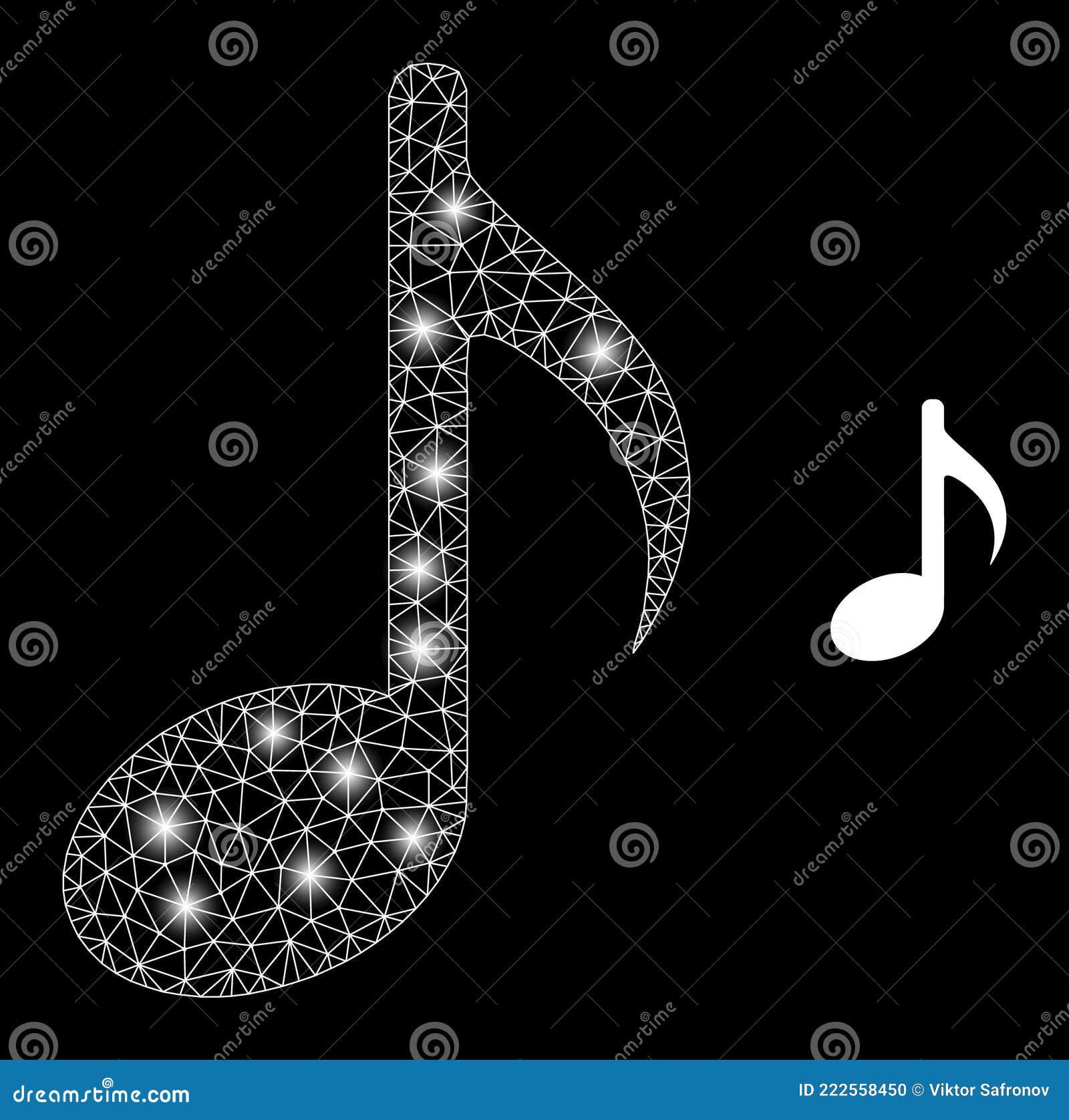 Polygonal 2D Mesh Music Note with Light Spots Stock Vector ...
