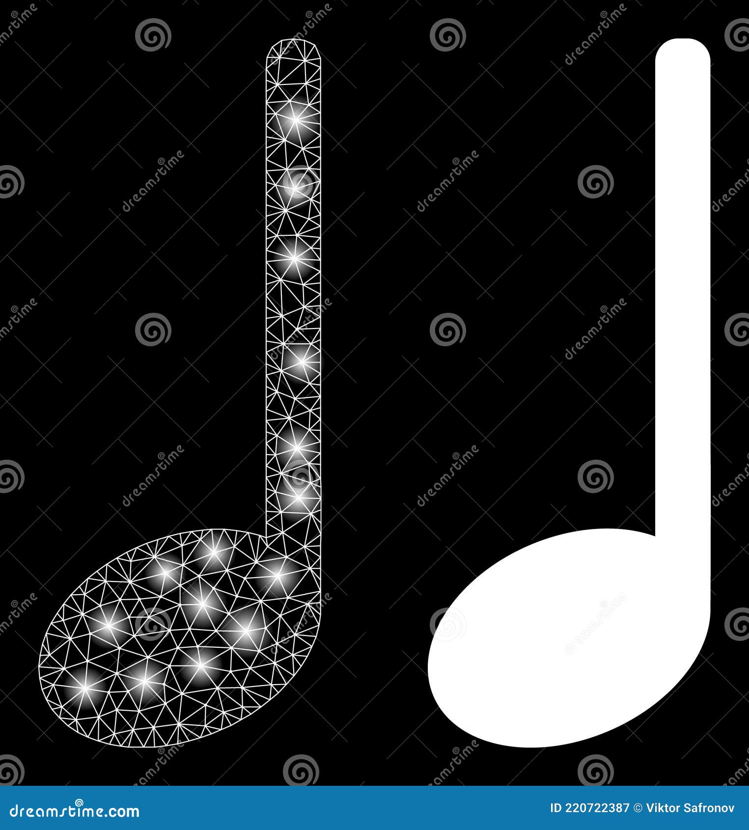 Polygonal 2D Mesh Musical Note with Light Spots Stock Vector ...