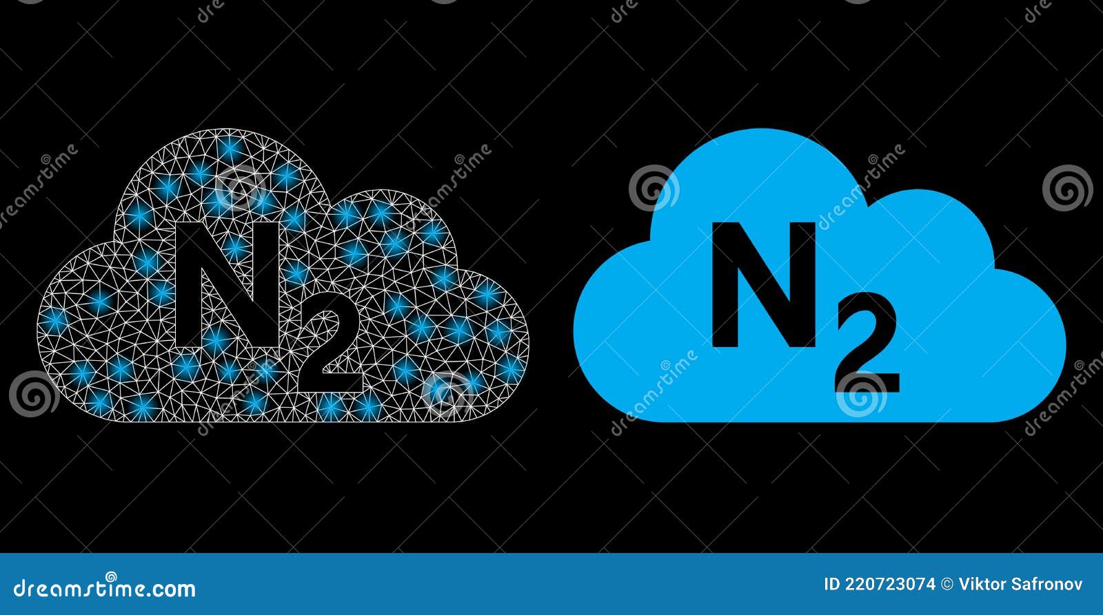 Polygonal 2D Mesh Nitrogen Gas with Glare Spots Stock Vector ...