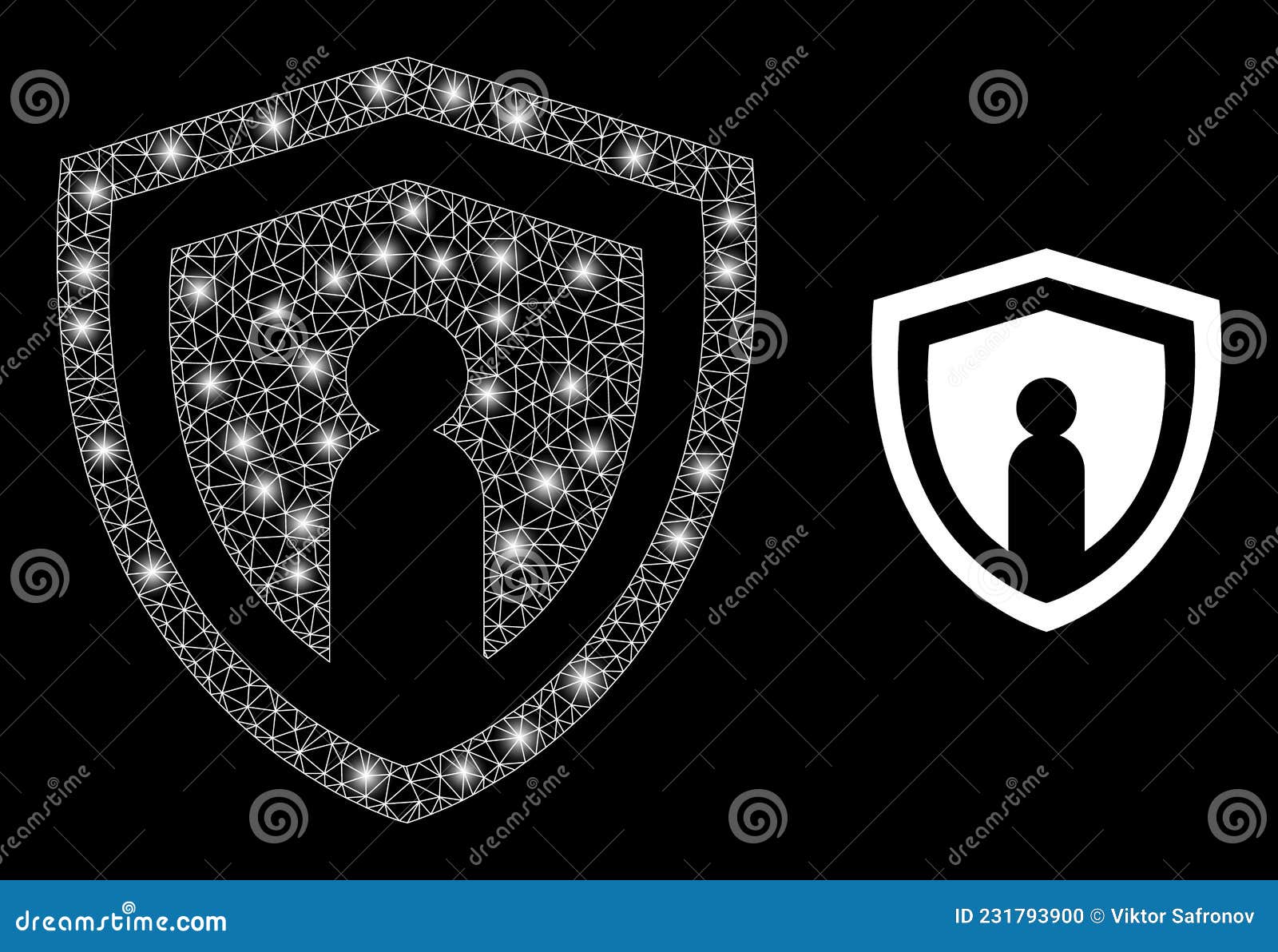 Polygonal 2D Mesh Personal Shield with Magic Stock Vector ...