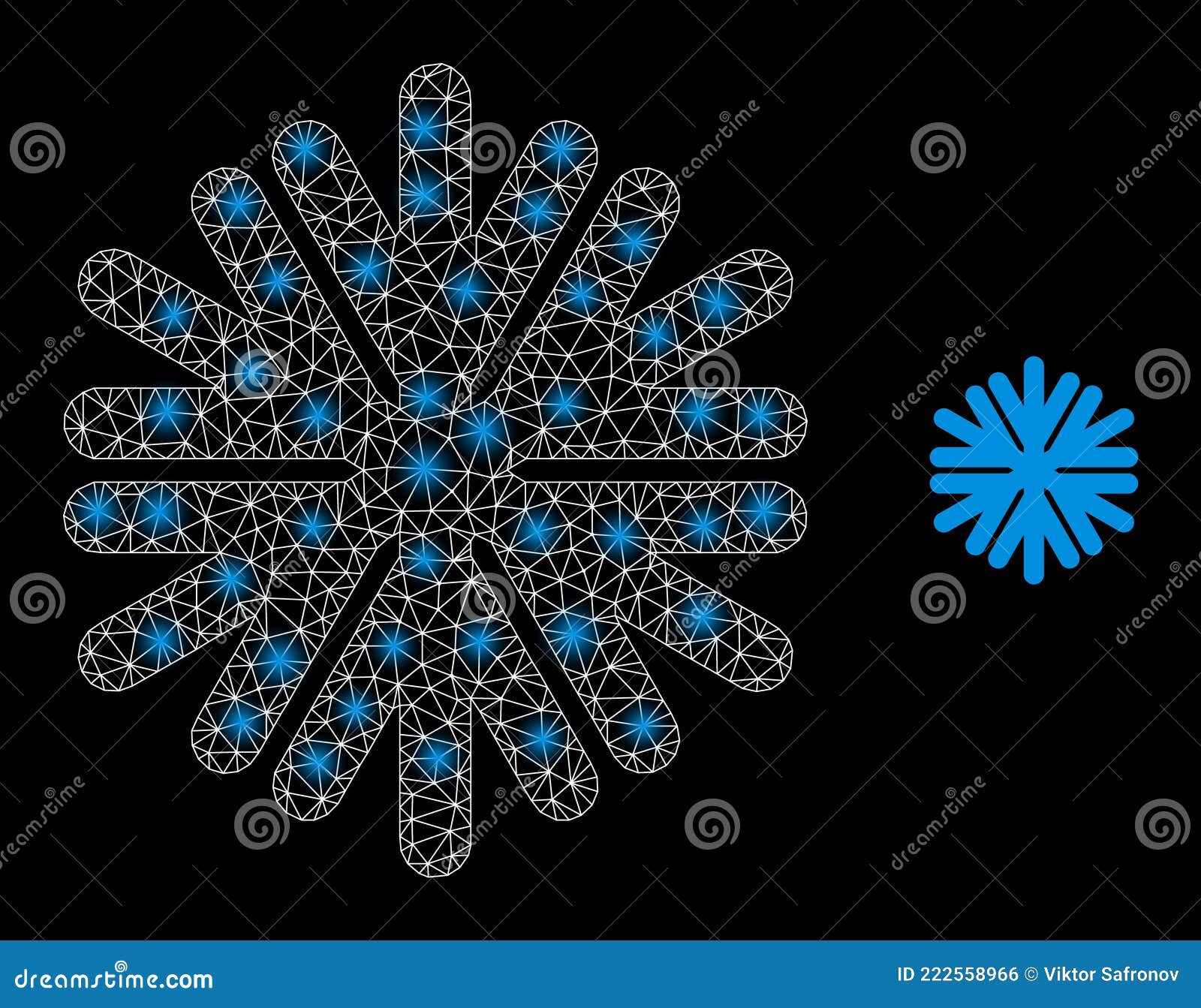 Polygonal 2D Mesh Snowflake with Light Spots Stock Vector ...