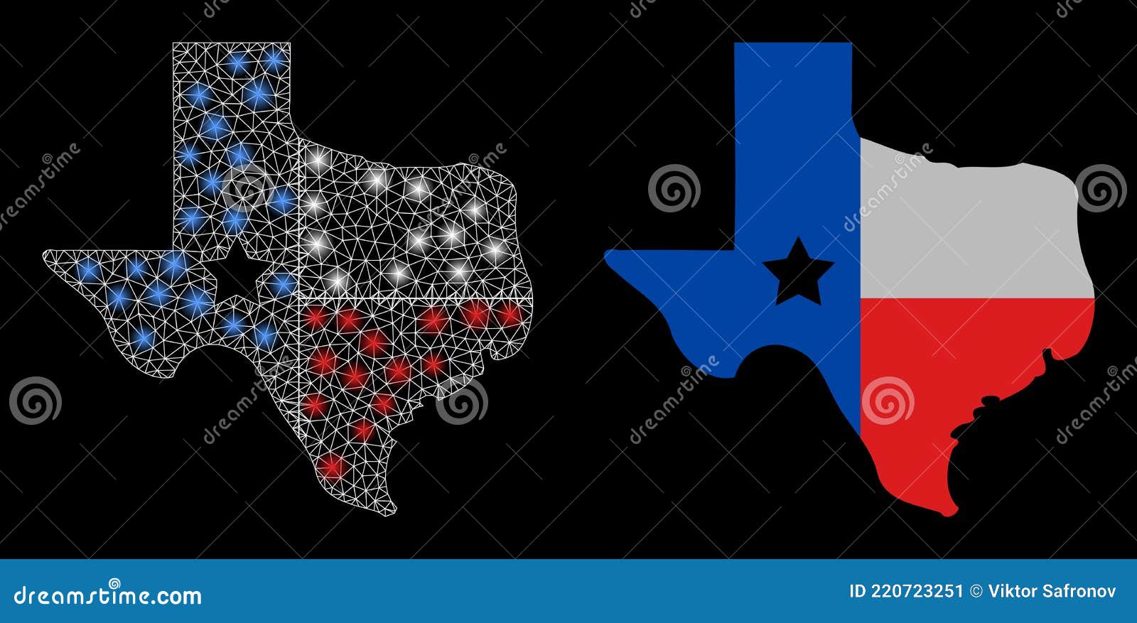 Polygonal 2D Mesh Texas Map Logo with Lightspots Stock Vector ...