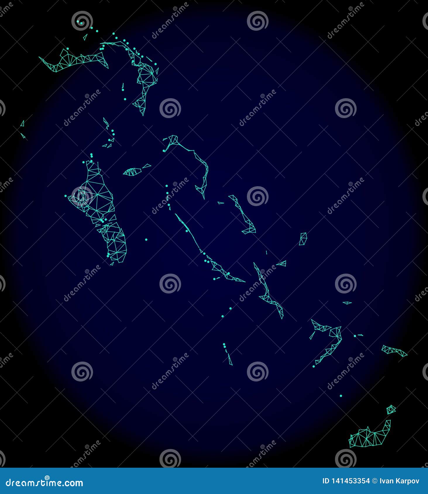 Polygonal 2D Mesh Vector Abstract Map of Bahamas Islands Stock Vector ...
