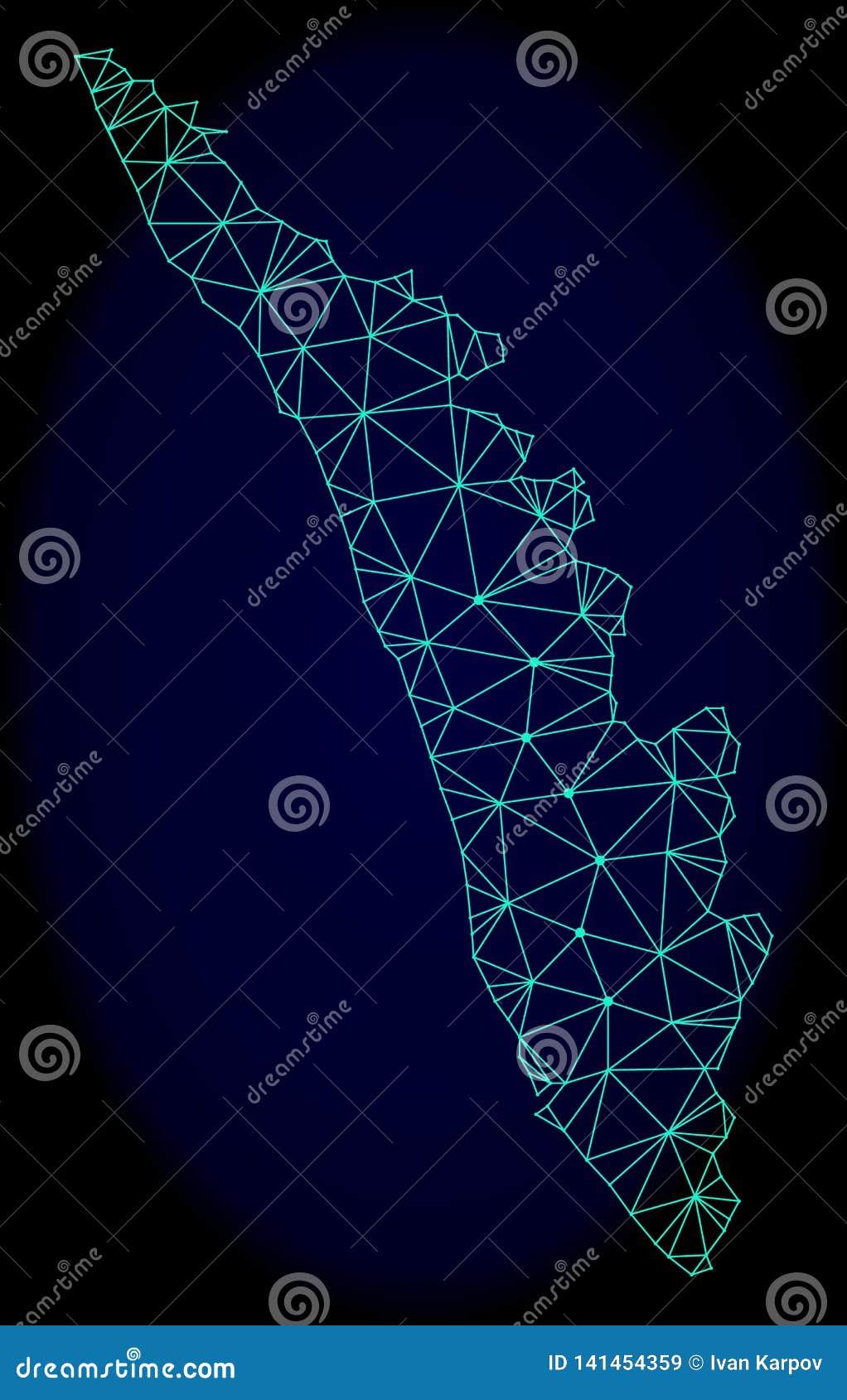 Polygonal 2D Mesh Vector Abstract Map of Kerala State Stock Vector ...