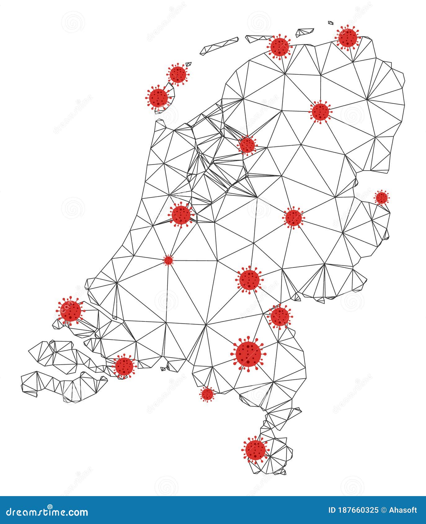 Polygonal 2D Mesh Vector Netherlands Map with Coronavirus Stock Vector ...