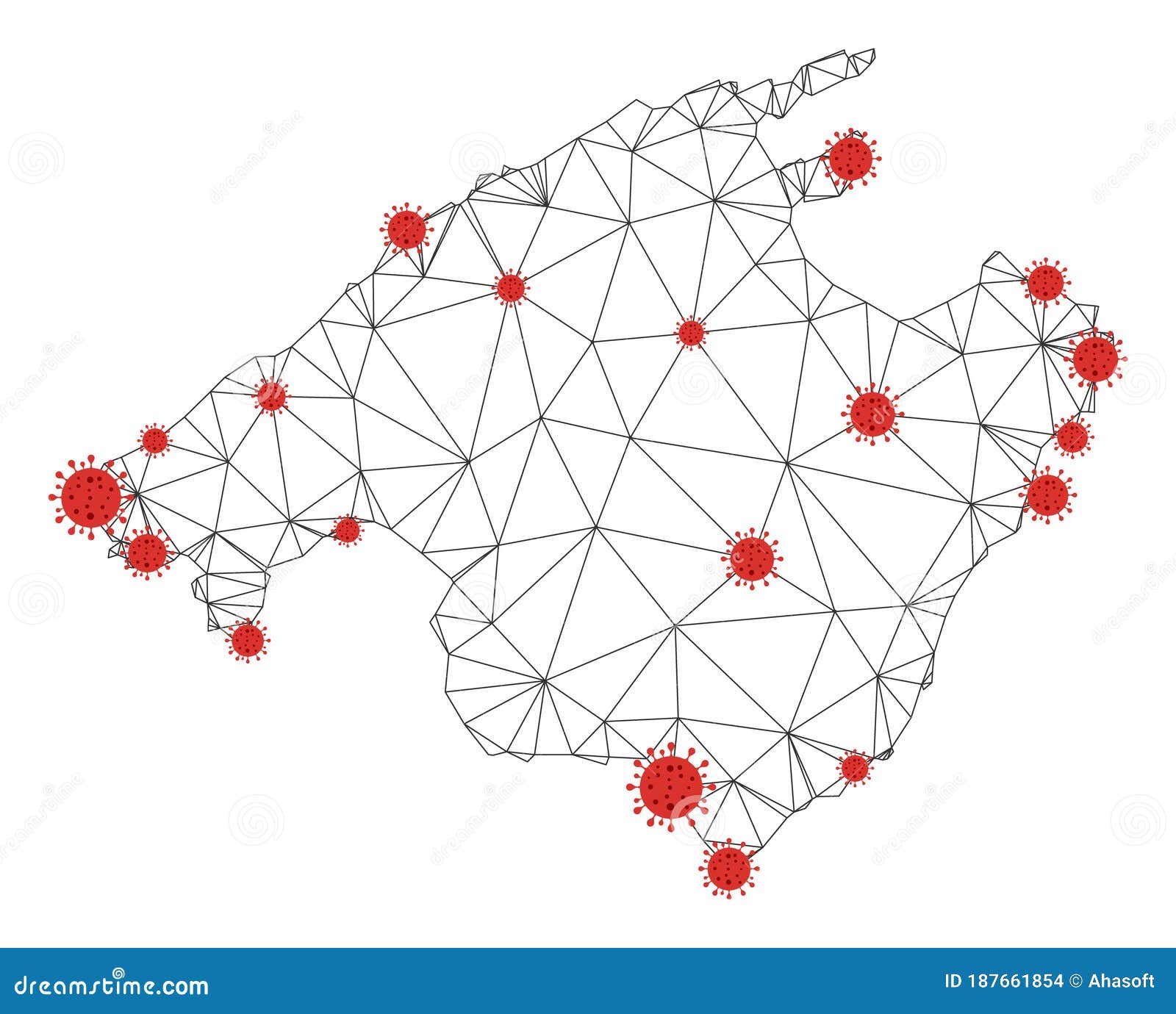 Spain Mallorca Island Map Hexagon Scheme Cartoon Vector | CartoonDealer ...