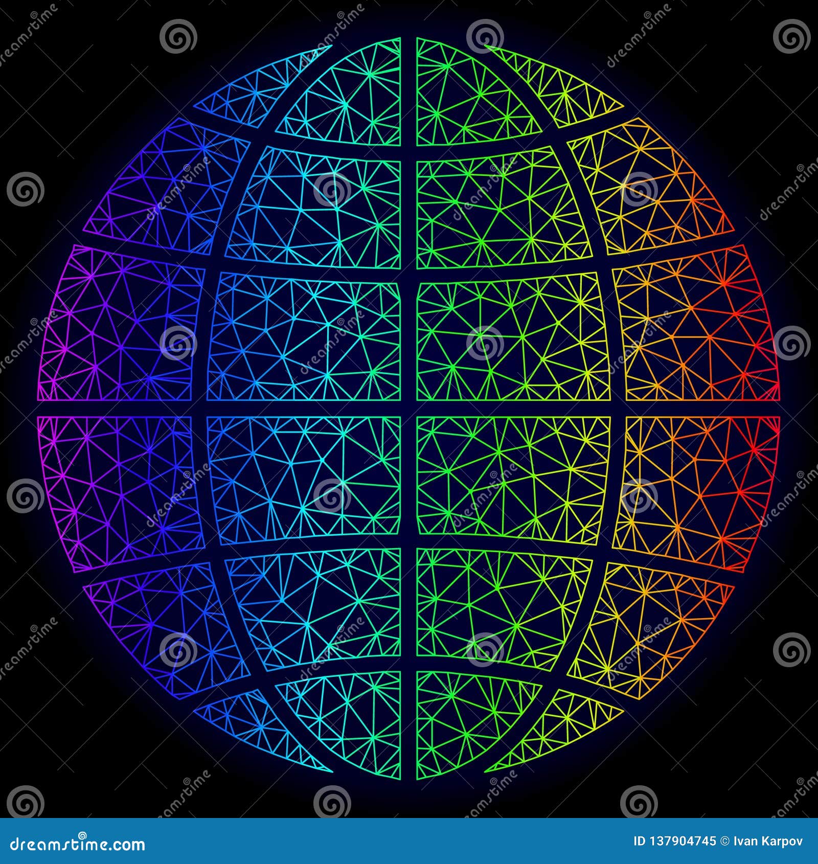 Polygonal 2D Spectrum Mesh Vector Globe Stock Vector - Illustration of ...