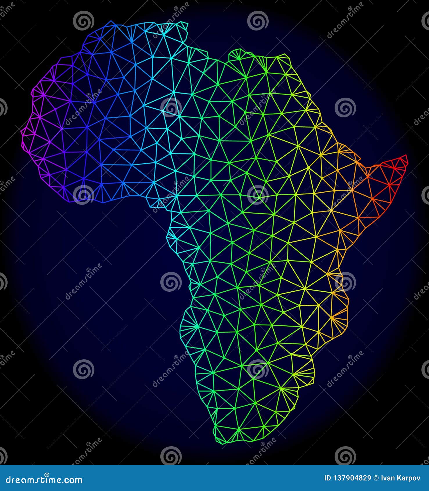 Polygonal 2D Spectrum Mesh Vector Map of Africa Stock Vector ...