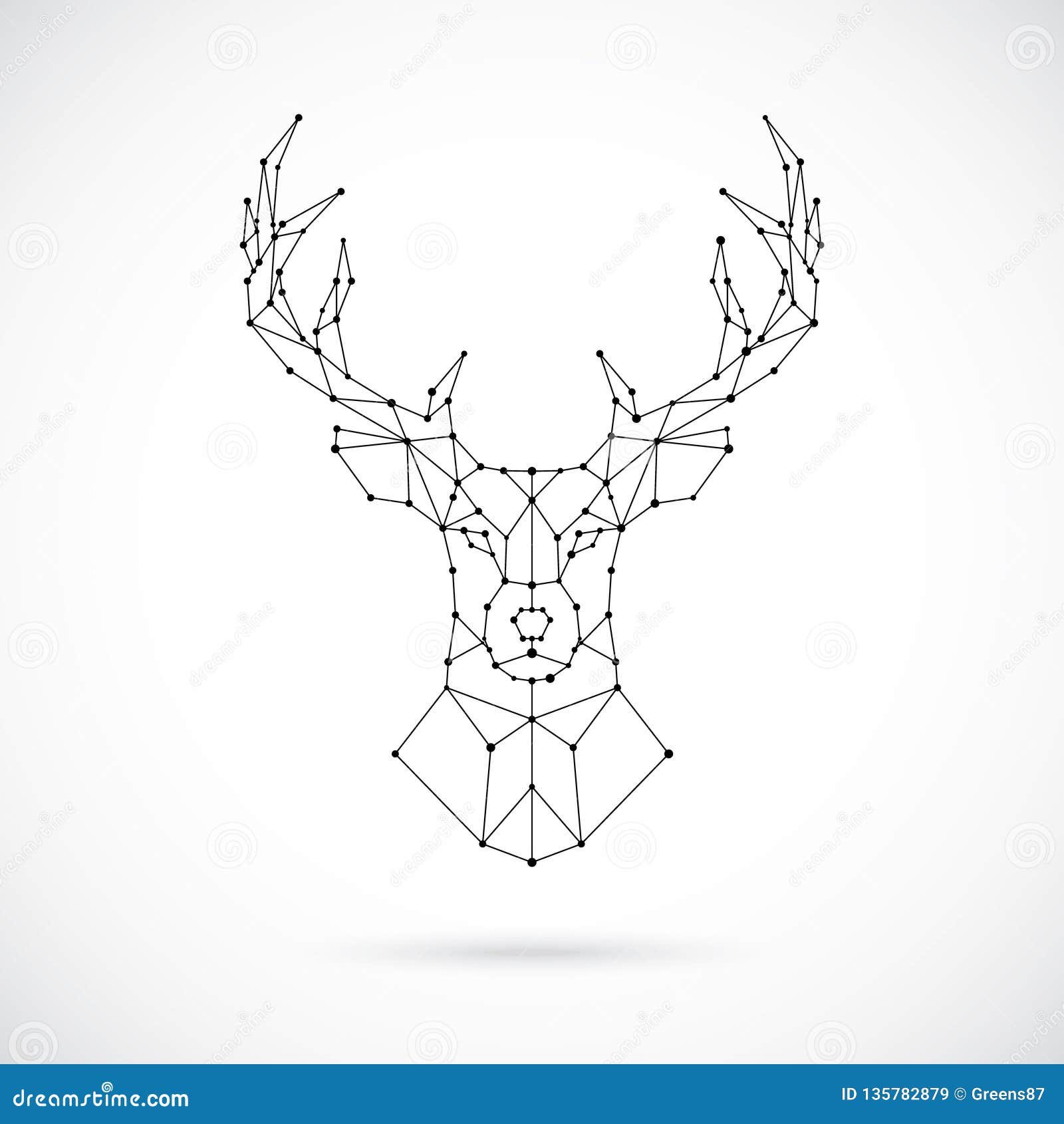 Polygonal Deer silhouette. stock vector. Illustration of icon - 135782879