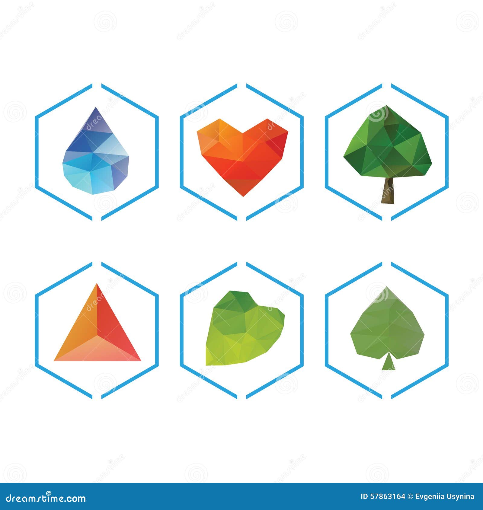 Polygonal Design Set with Triangular Polygons Stock Vector ...