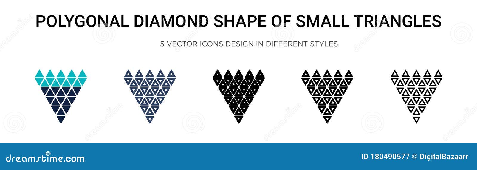 Polygonal Diamond Shape of Small Triangles Icon in Filled, Thin Line ...