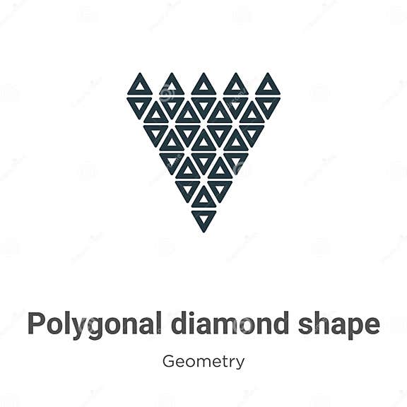 Polygonal Diamond Shape of Small Triangles Outline Vector Icon. Thin ...