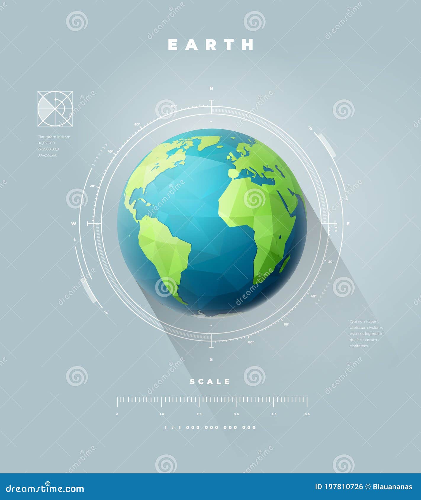 Polygonal Earth Hemisphere with Scale Stock Vector - Illustration of ...