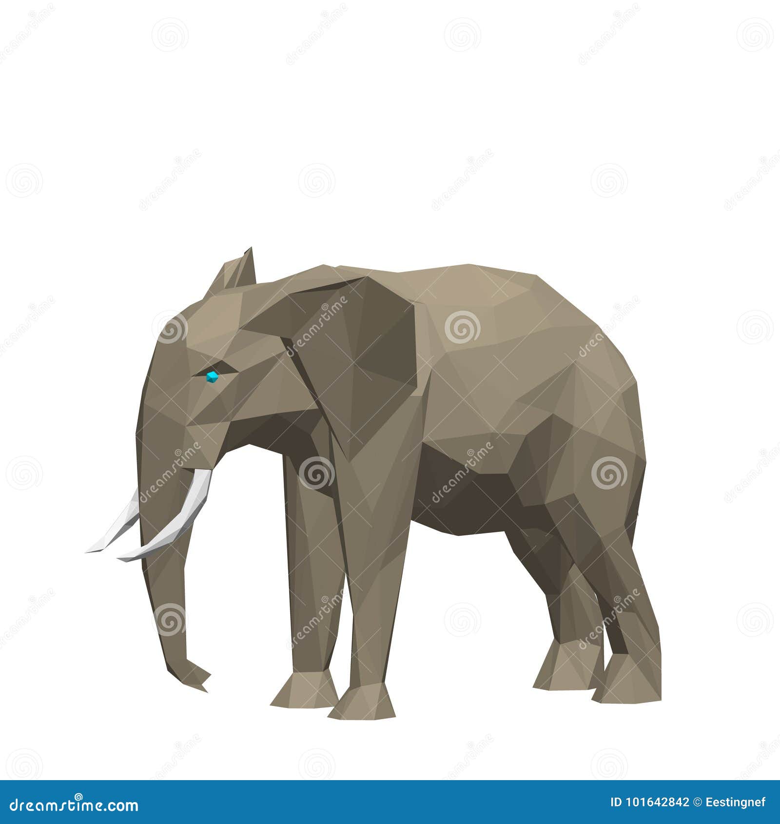 Polygonal Elephant. Isolated on White Background. 3D Vector Stock ... Polygonal Elephant. Isolated on White Background. 3D Vector Stock ...