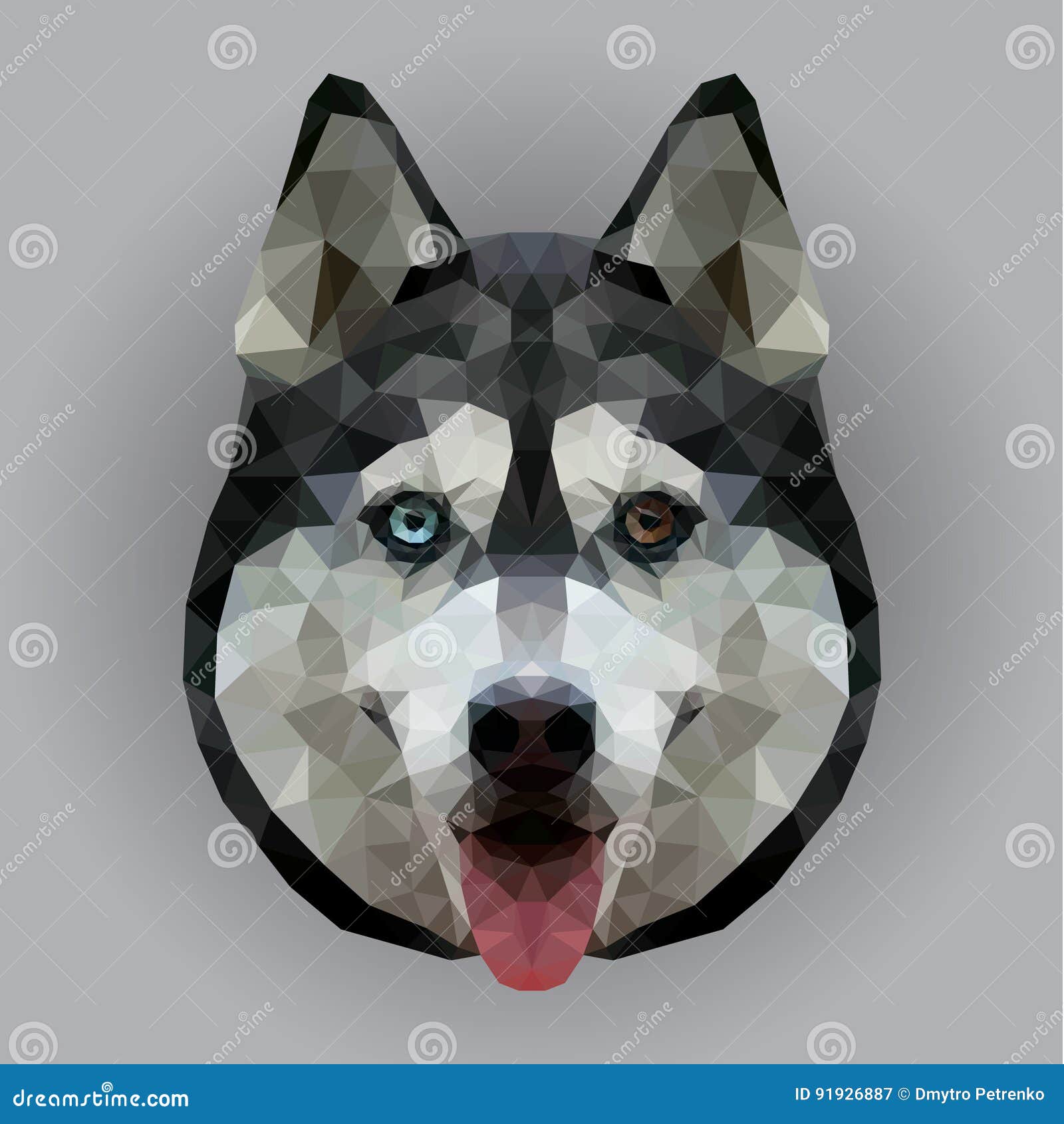 Polygonal face of dog stock vector. Illustration of attention - 91926887