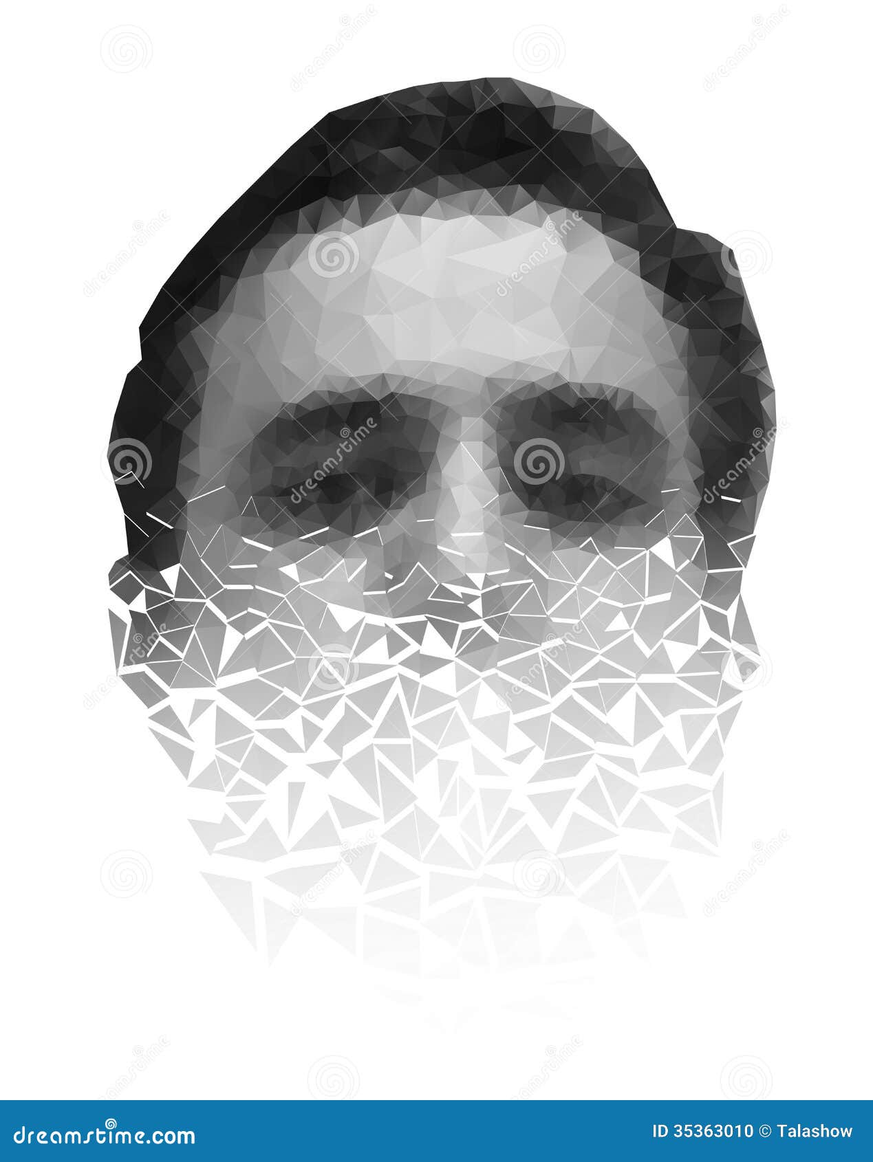 Polygonal Face of a Man Crumbling To Pieces Stock Vector - Illustration ...