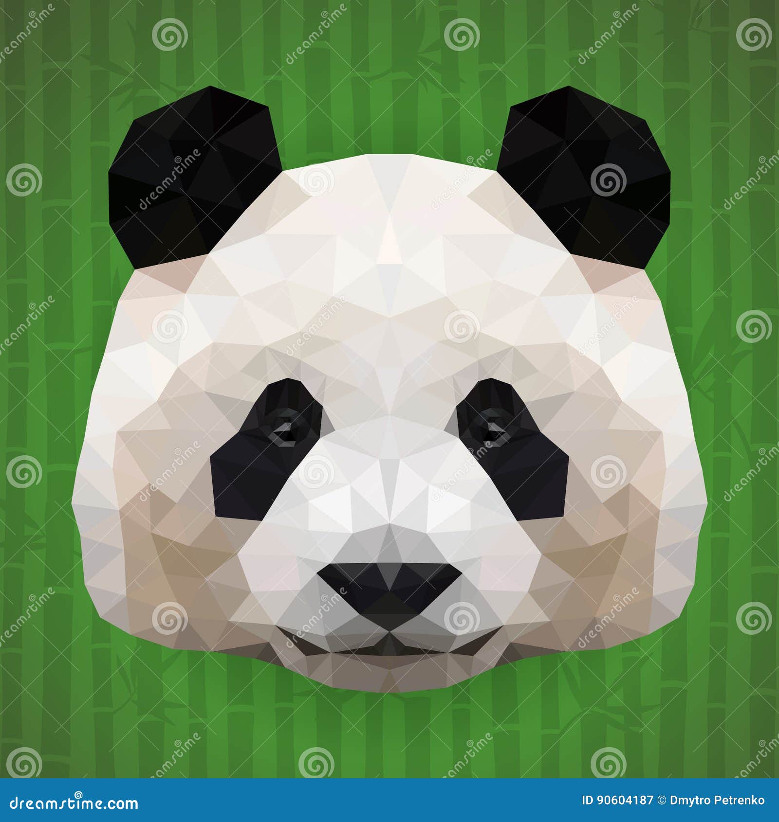 Polygonal face of panda stock vector. Illustration of bamboo - 90604187
