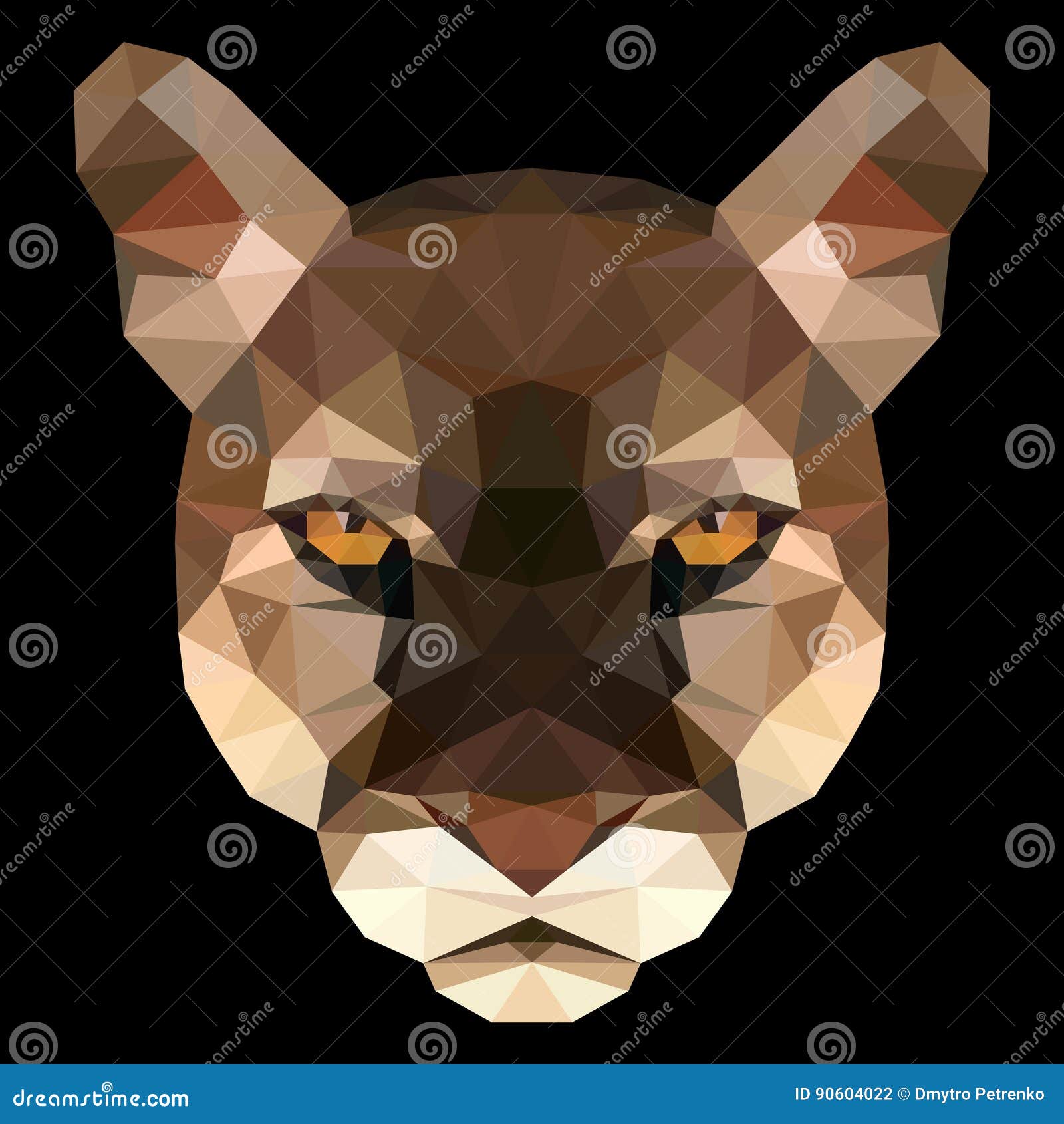 Geometric Puma Head Cartoon Vector | CartoonDealer.com #69905773