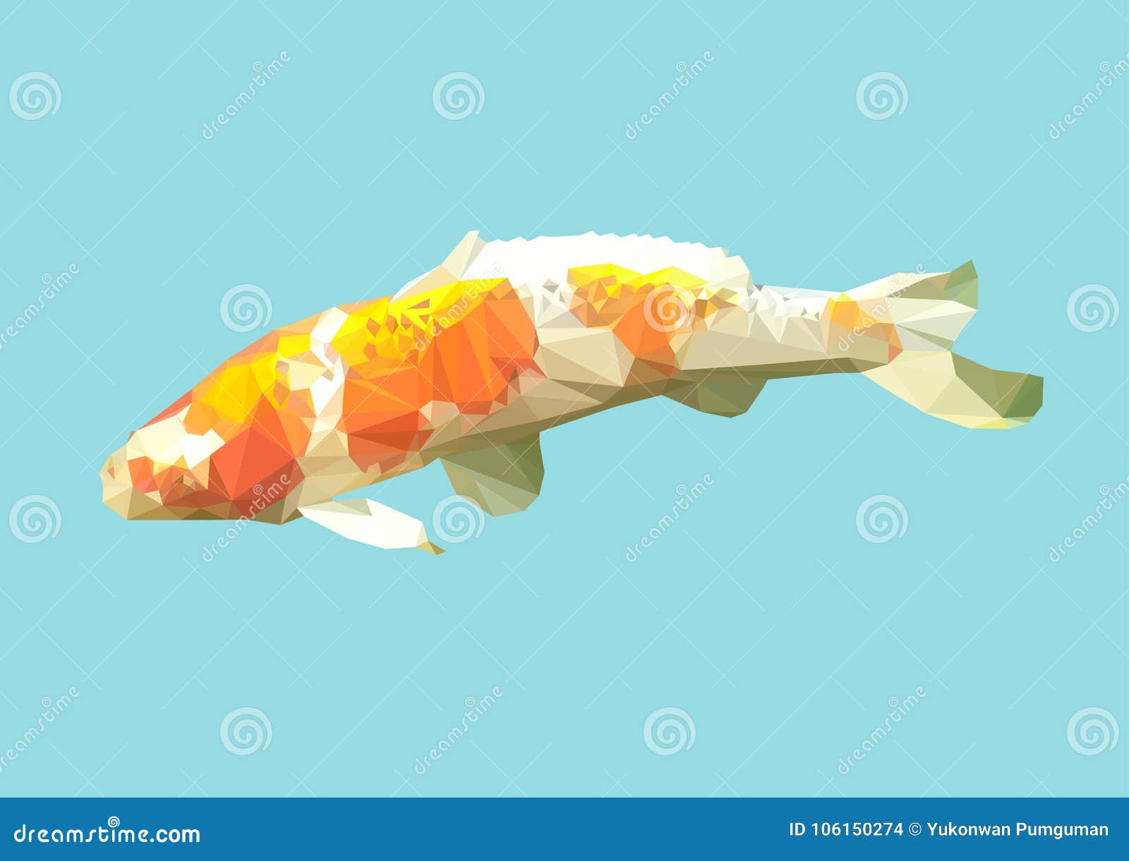 Polygonal Fancy Carp, Geometric Polygon Koi Fish, Vector Stock Vector ...