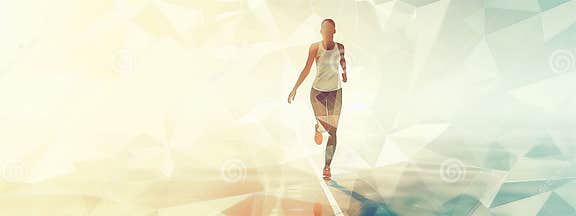 Polygonal Female Surges Forward in Blurred, Rhythmic Stride, a ...