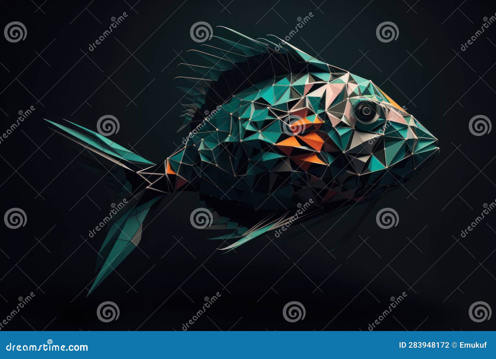 Polygonal Fish Logo Generative Ai Stock Illustration - Illustration of ...