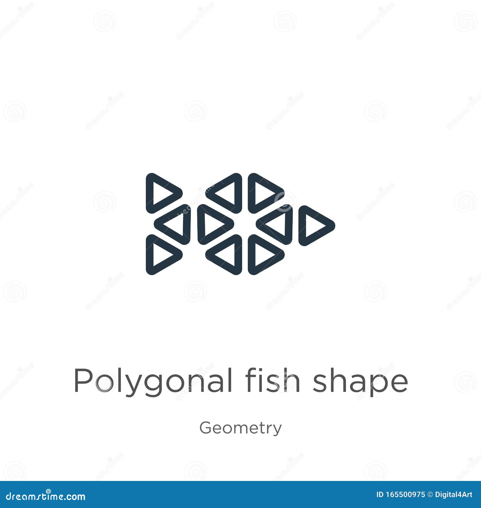 Polygonal Fish Shape Of Small Triangles Icon On White Background ...