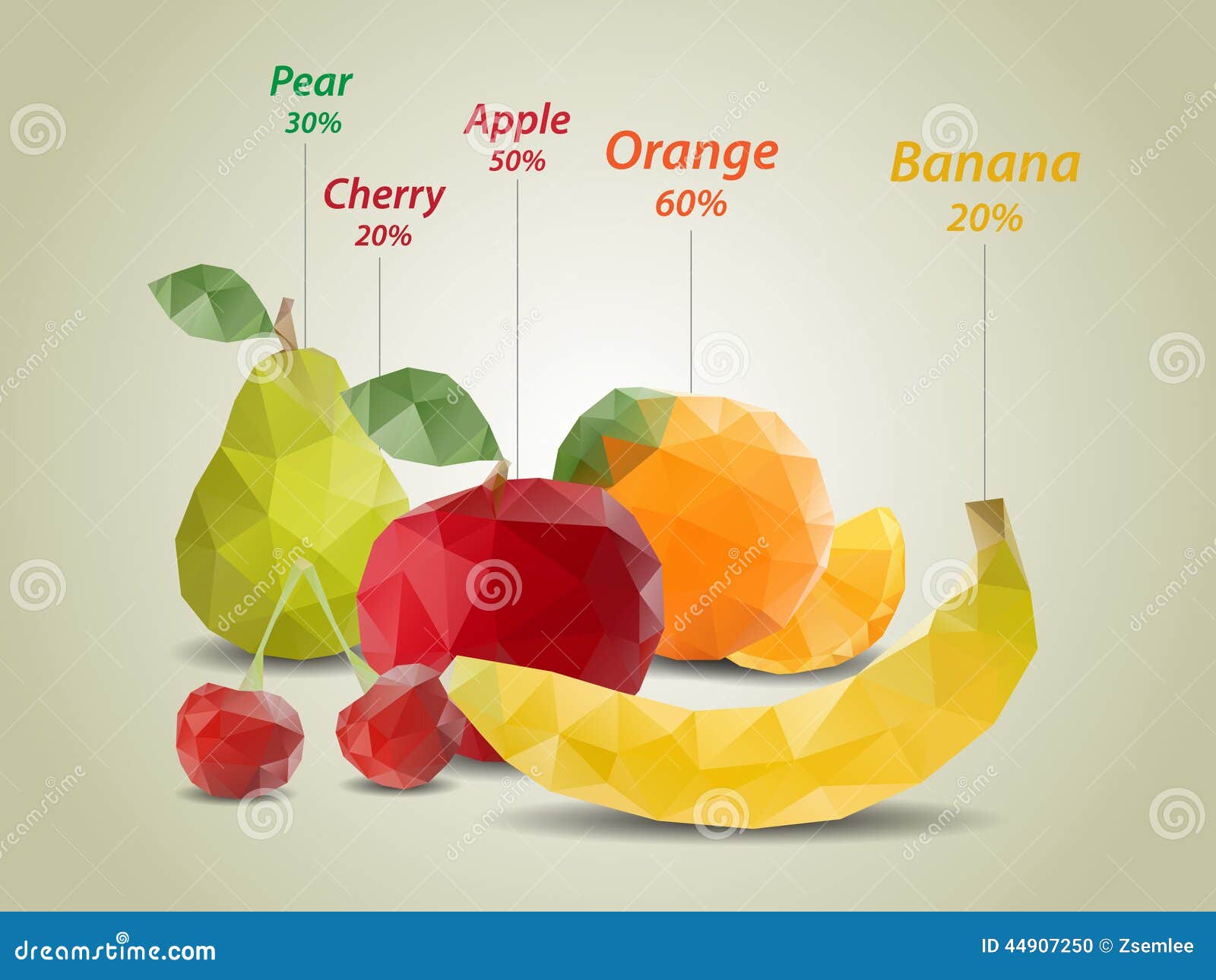 Polygonal Fruit Illustrations Stock Illustration - Illustration of ...