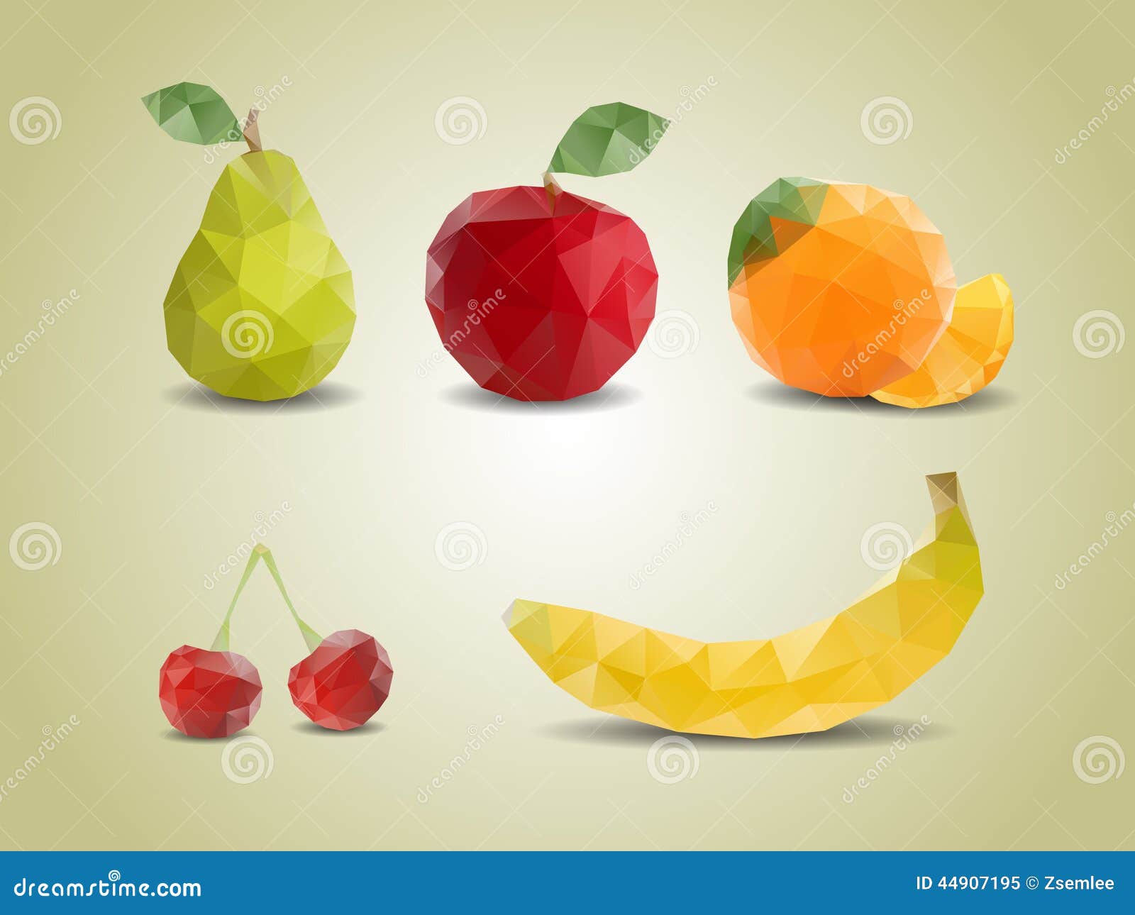 Polygonal fruits stock vector. Illustration of banana - 44907195