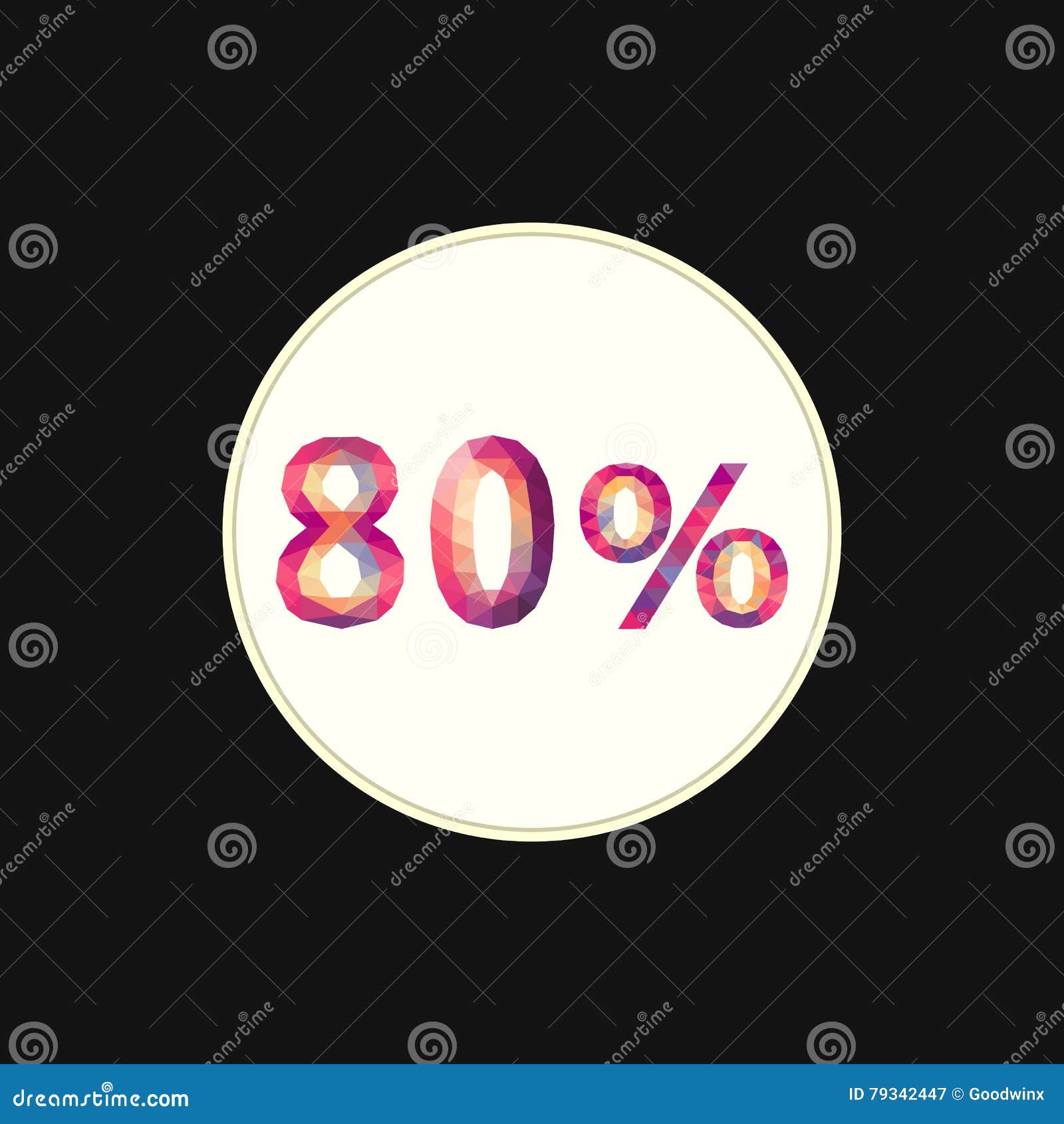 Polygonal Full Color 80 Eighty Percent for Stocks and Discounts Stock ...