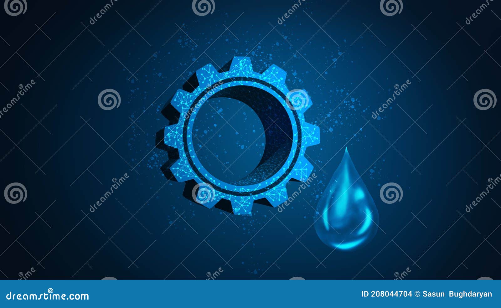 Polygonal Gear Light Design with Oil Drop Stock Photo - Image of ...