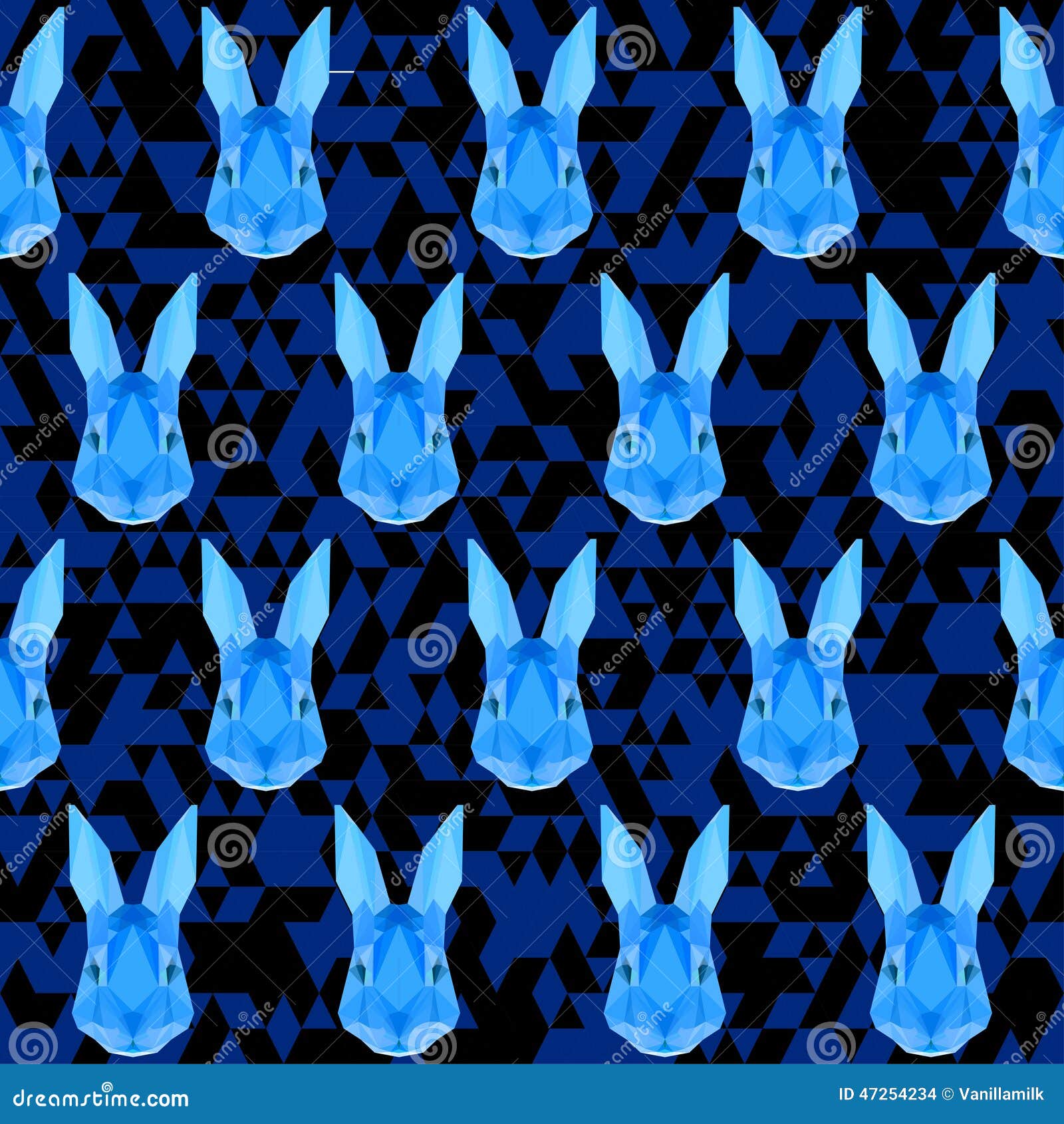 Polygonal Geometric Abstract Rabbit Seamless Pattern Vector Back Stock ...