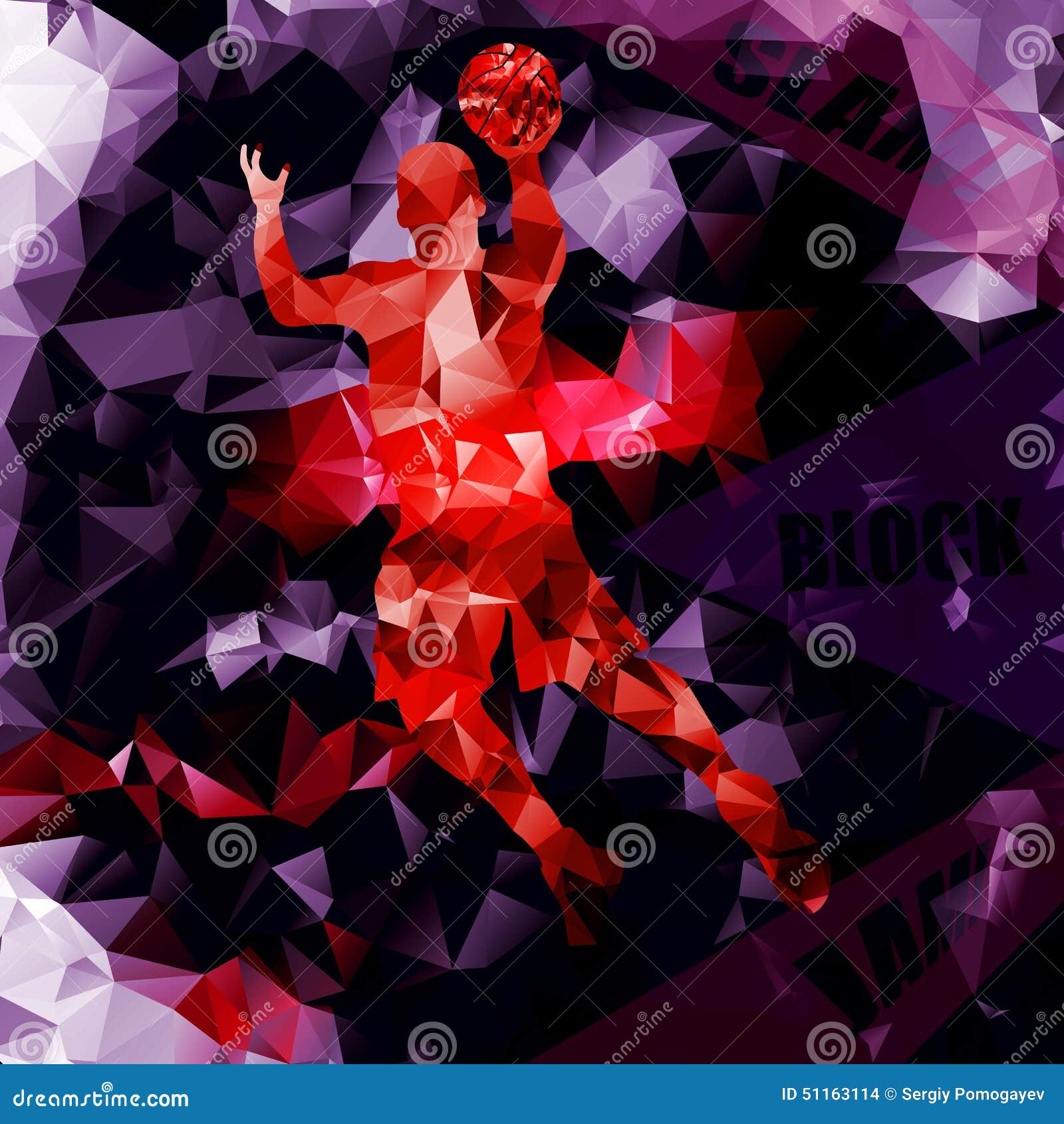 Polygonal Geometric Basketball Vector Background with a Player S Stock ...