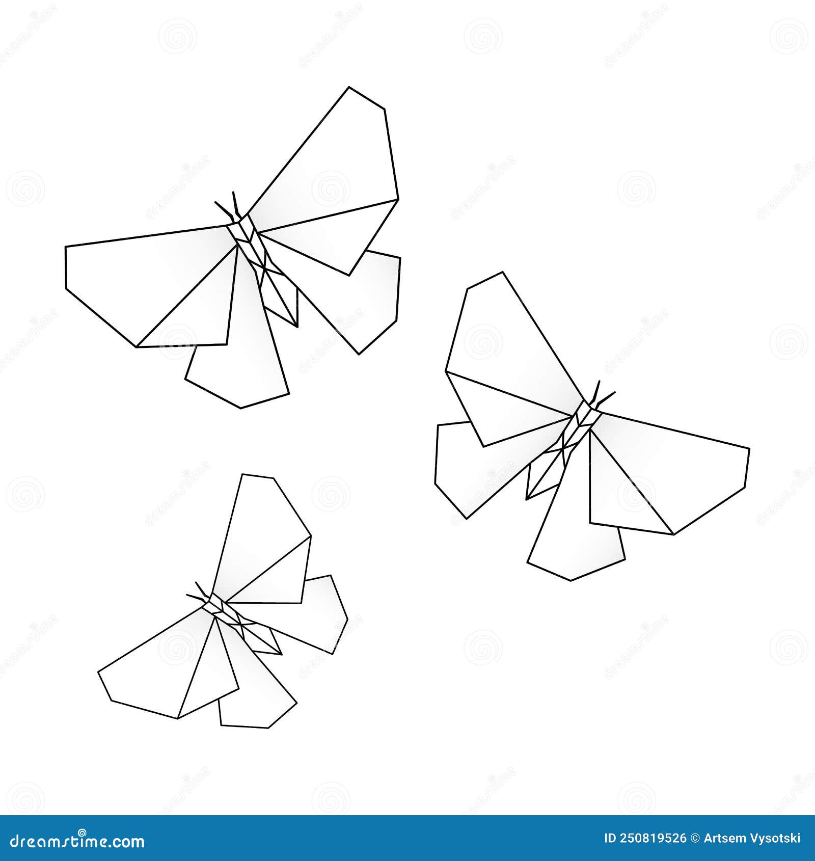 Polygonal Geometric Butterfly with a Black Outline. Vector Illustration ...