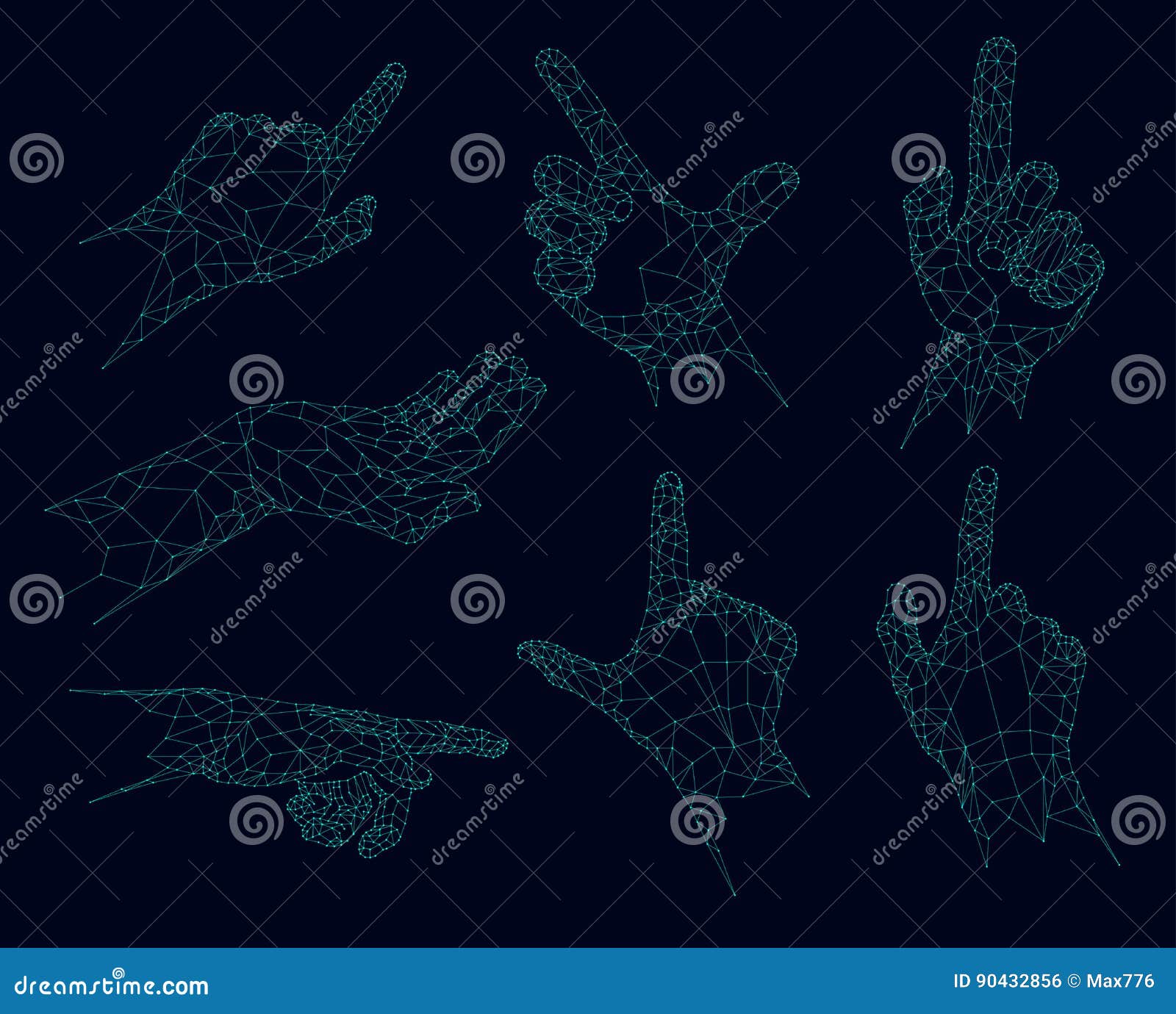 Polygonal Gestures, Futuristic Low Poly Hands Vector Illustration Stock ...