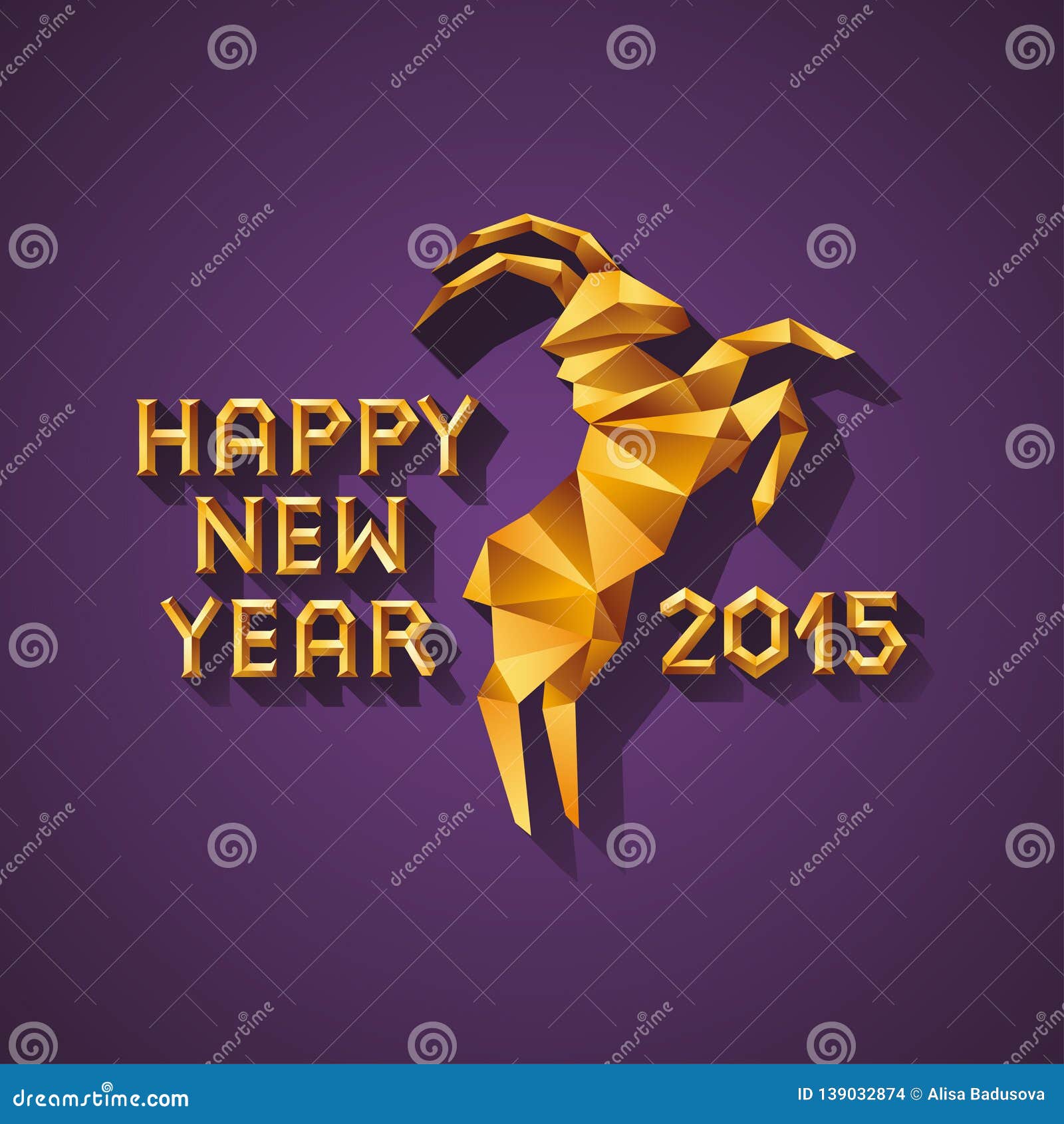 Polygonal Golden Ram Sheep Symbol of Year Illustration Stock Vector ...