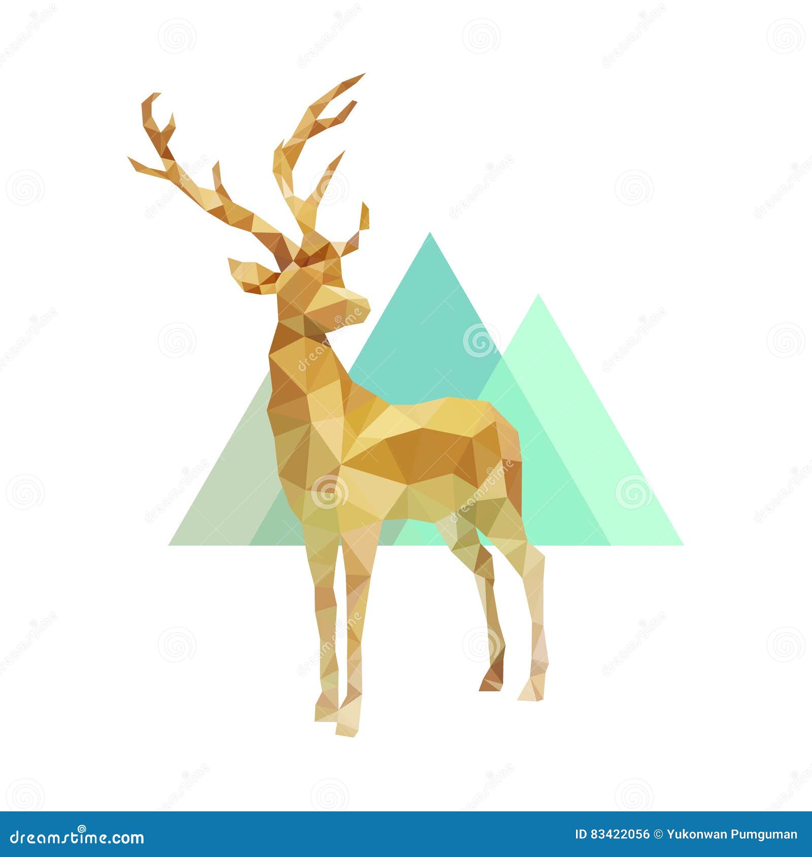 Polygonal Golden Stag, Poly Low Animal Vector Stock Vector ...