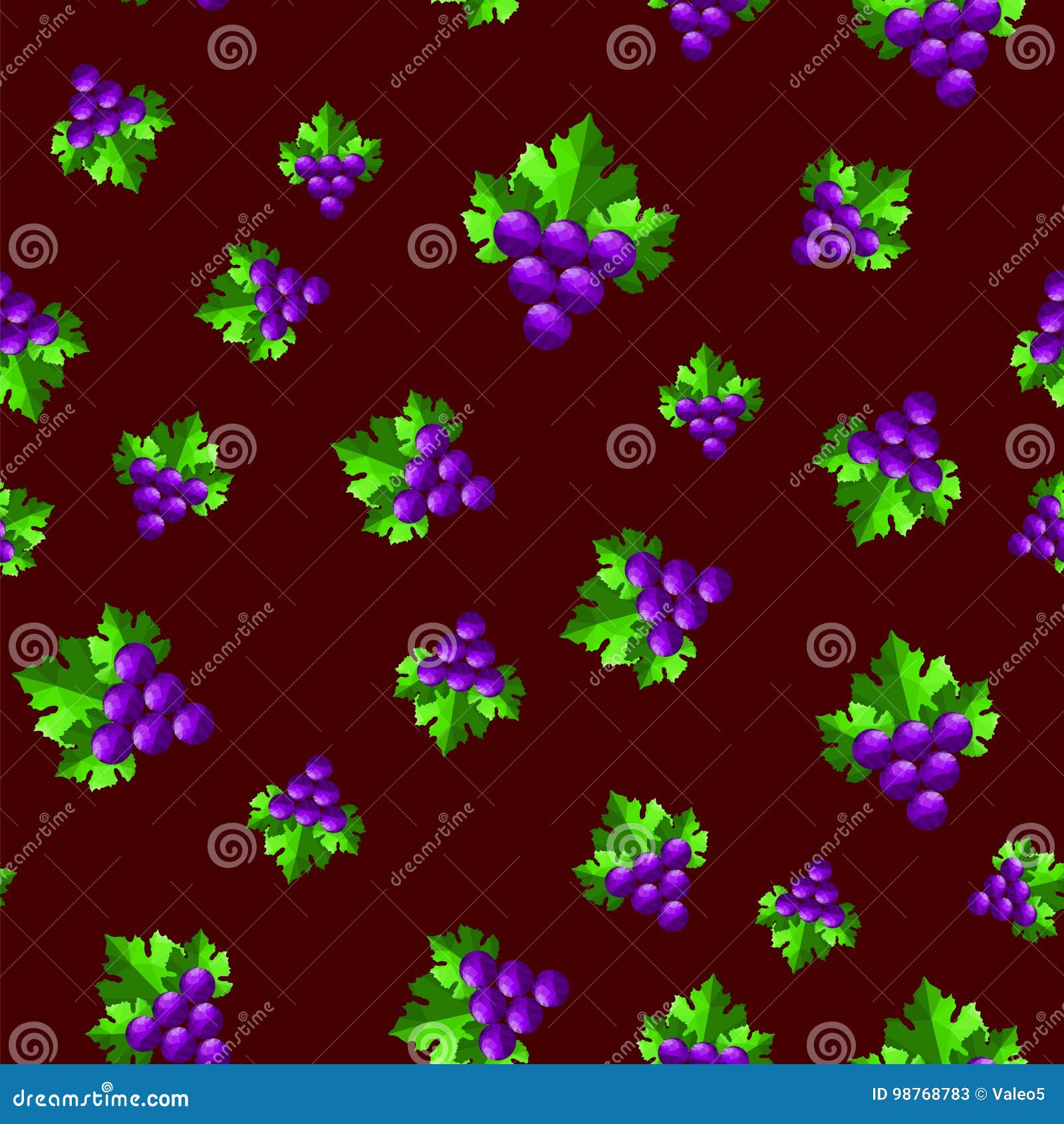 Polygonal Grapes Seamless Pattern Stock Vector - Illustration of floral ...