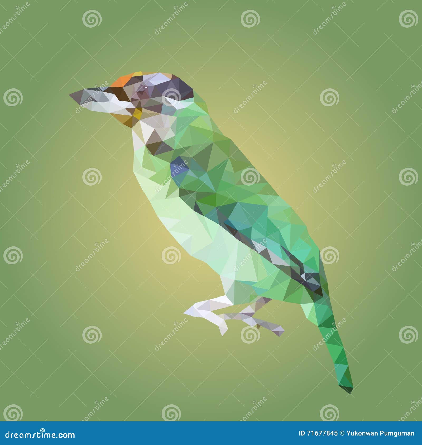 Polygonal Greater Green Leafbird, Polygon Geometric Animal Stock Vector ...