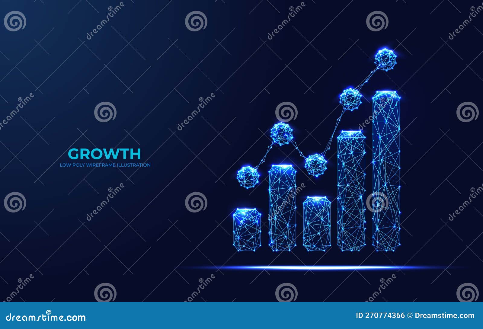 Polygonal Growing Bar Graph in Technology Blue on a Dark Background ...