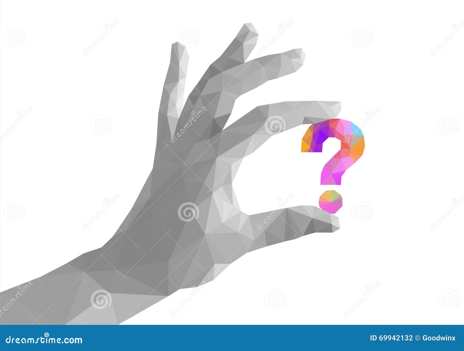 Polygonal Hand Fingers Divorced Monochrome Keeps Question Mark Stock ...