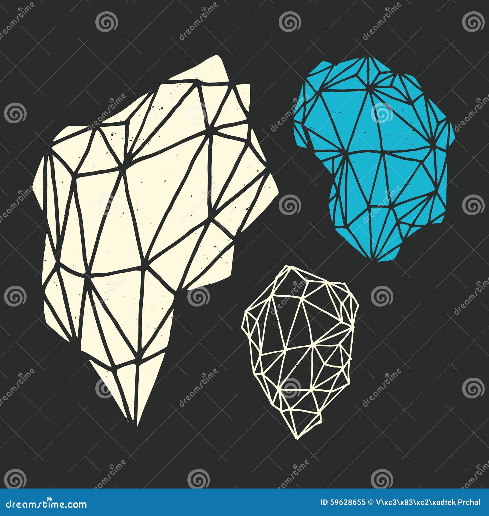 Polygonal Handmade Abstract Shapes Stock Vector - Illustration of ...
