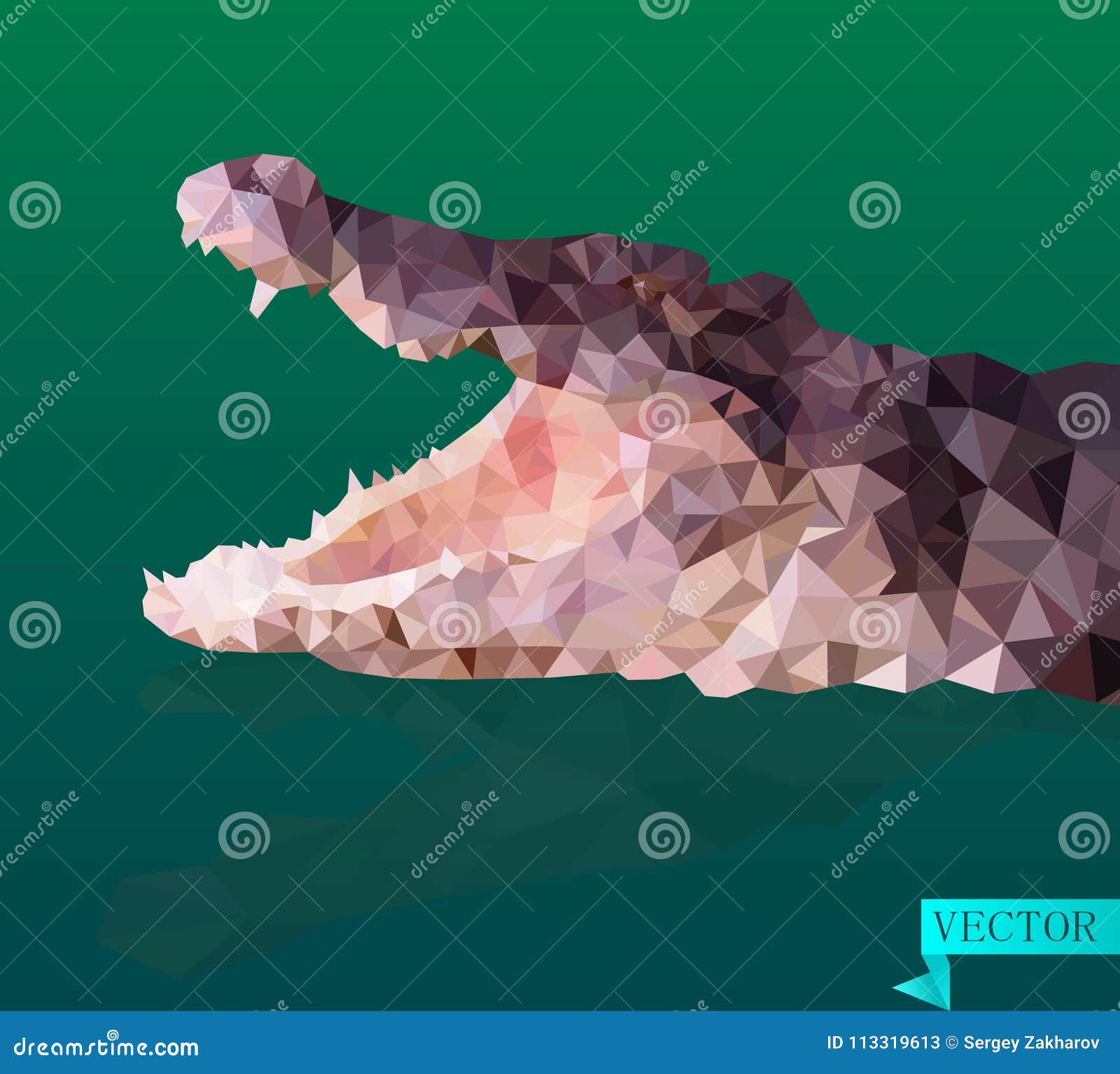 Low Poly Crocodile. Cartoon Isometric Game Alligator Vector ...