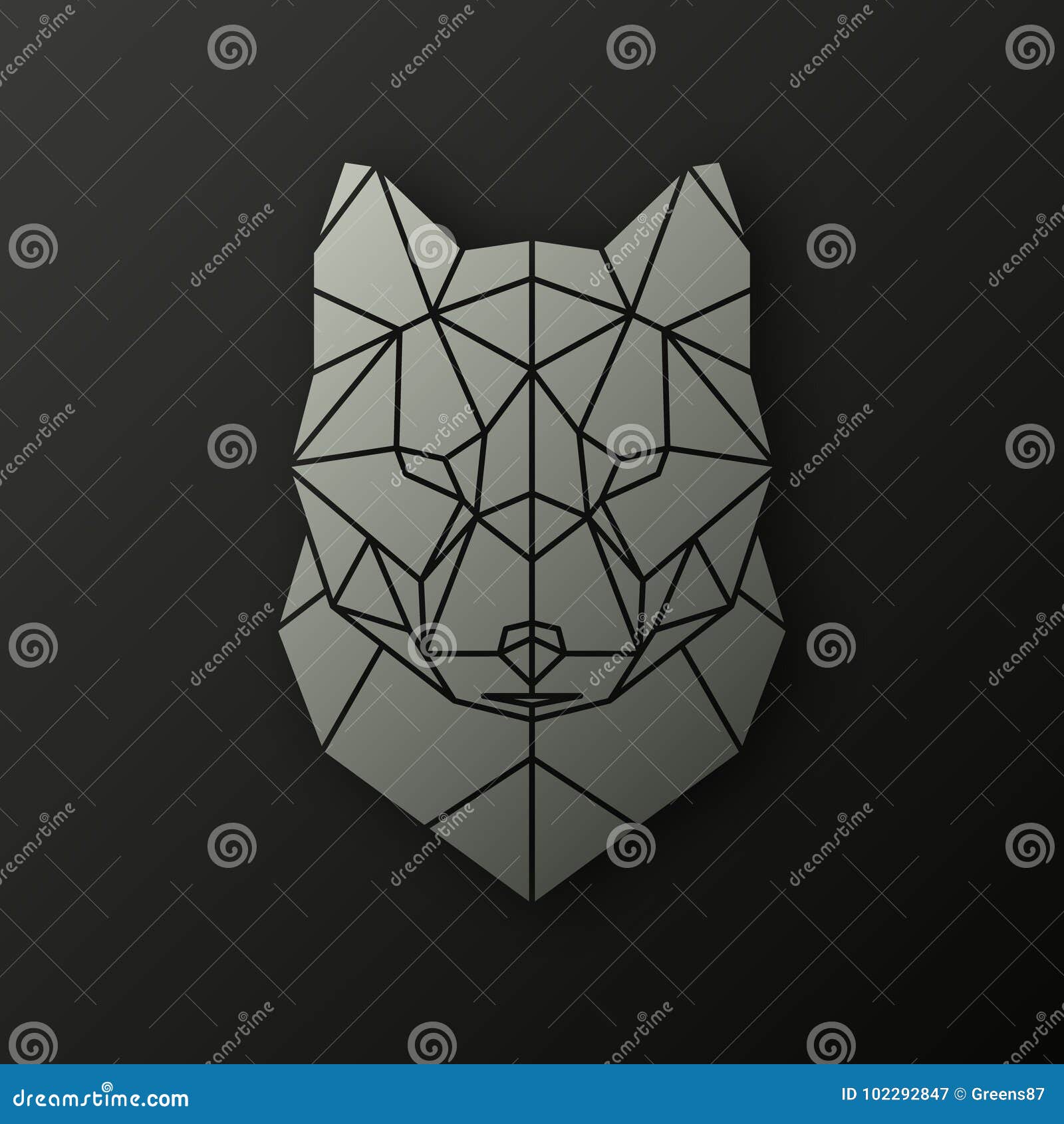 Polygonal head of a wolf. stock vector. Illustration of head - 102292847