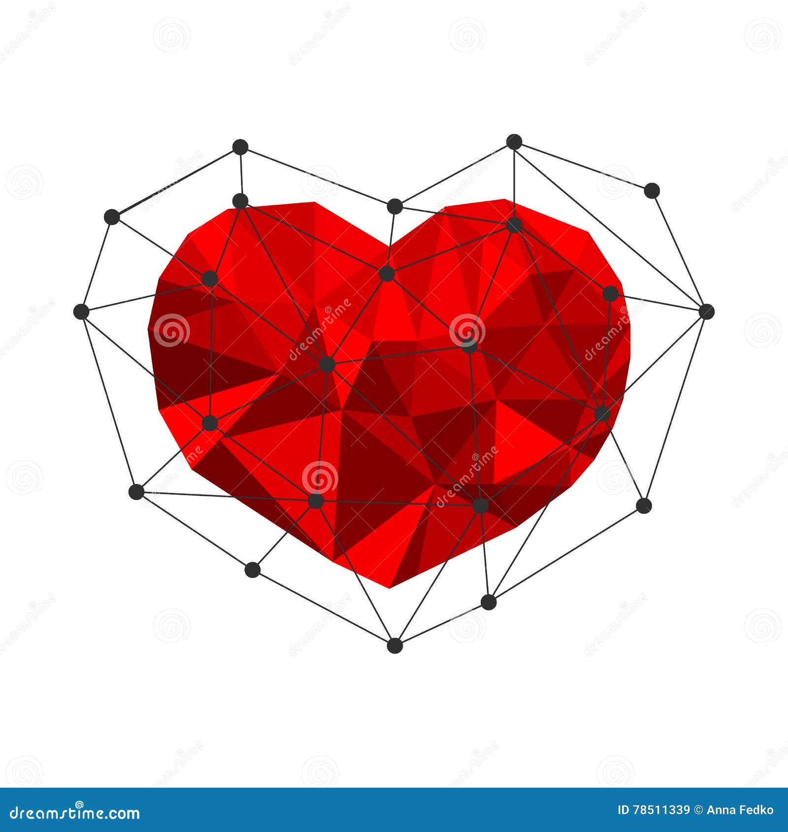 Polygonal Heart. Low Poly Vector Stock Vector - Illustration of shape ...