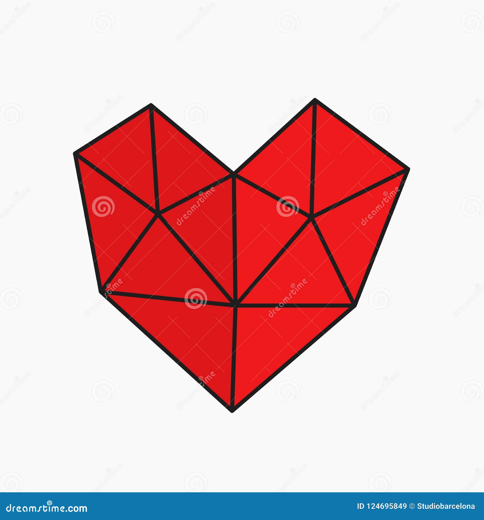 Polygonal heart shape icon stock vector. Illustration of graphic ...