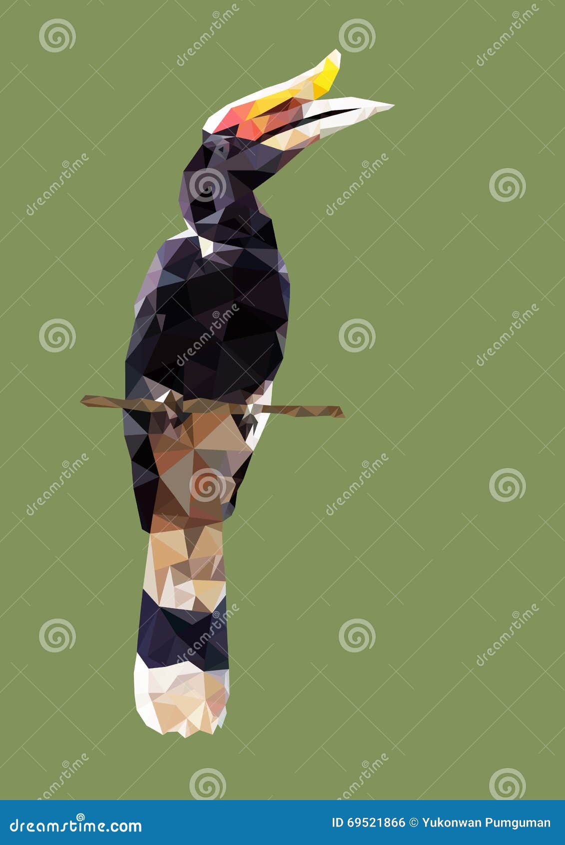 Polygonal Hornbill Bird, Animal Polygon, Vector Stock Vector ...