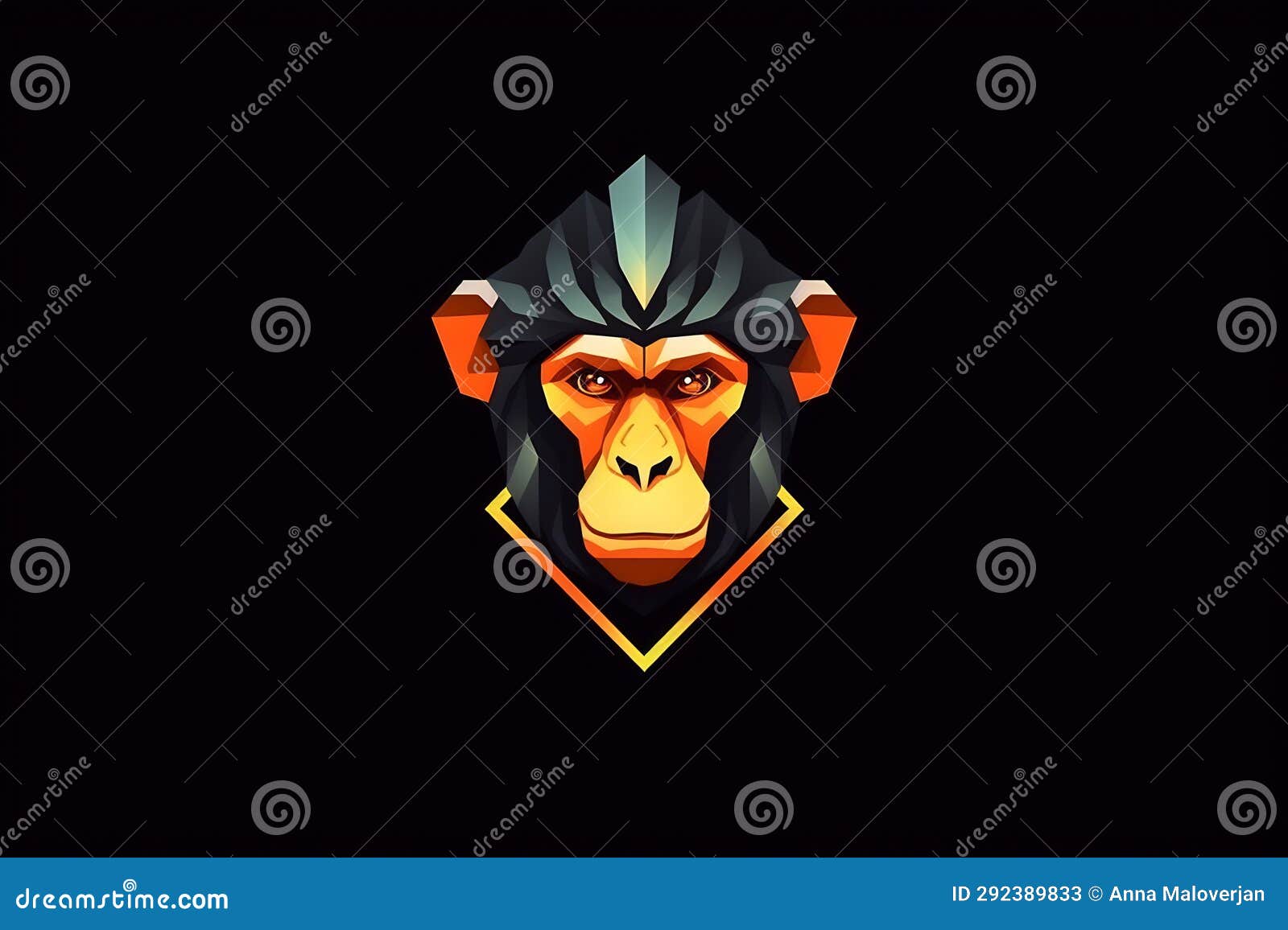 Polygonal Illustration of Monkey. a Minimalist Colored Logo Made of ...