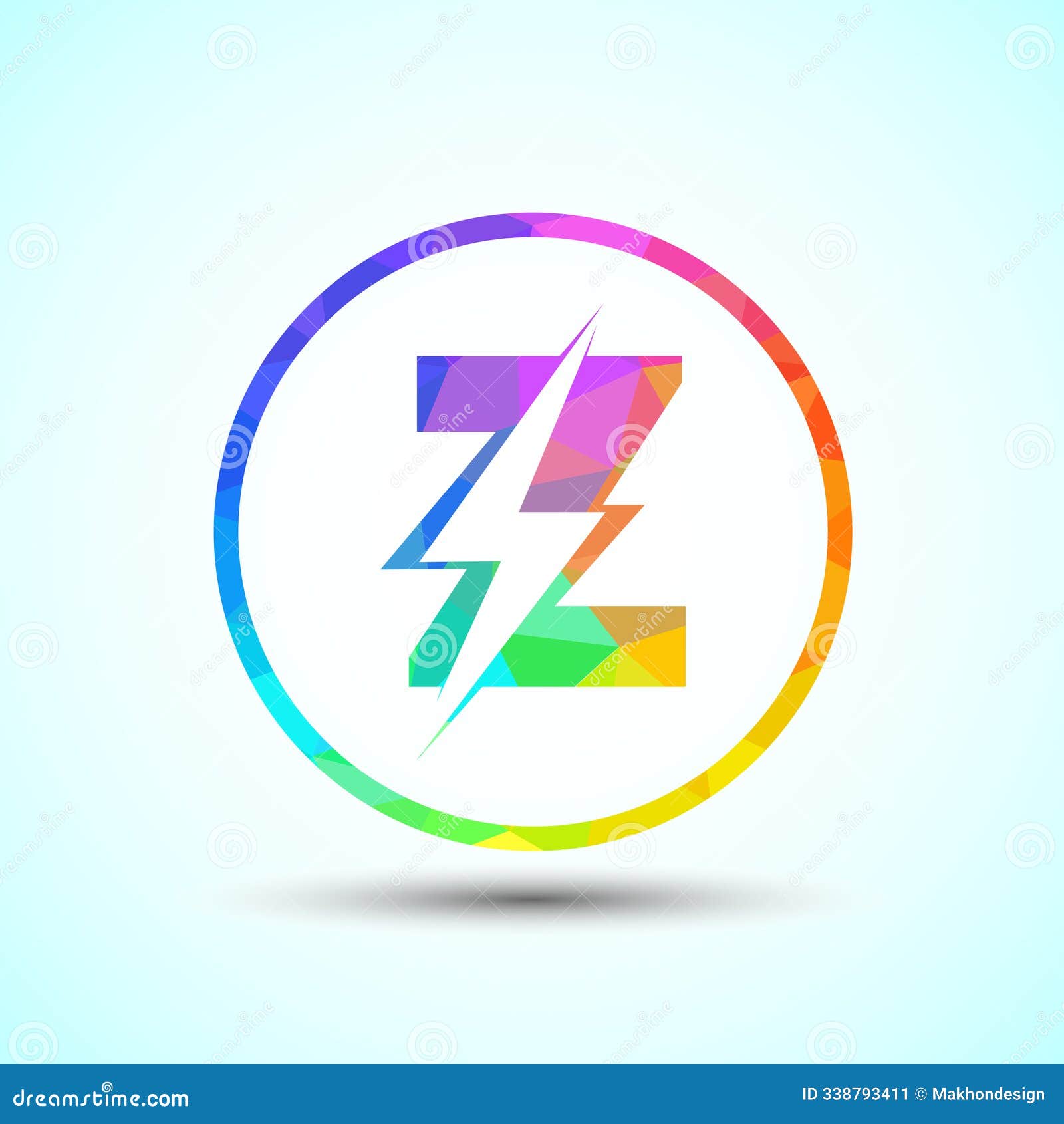 Polygonal Initial Letter Z Logo Design with Lighting Thunder Bolt ...
