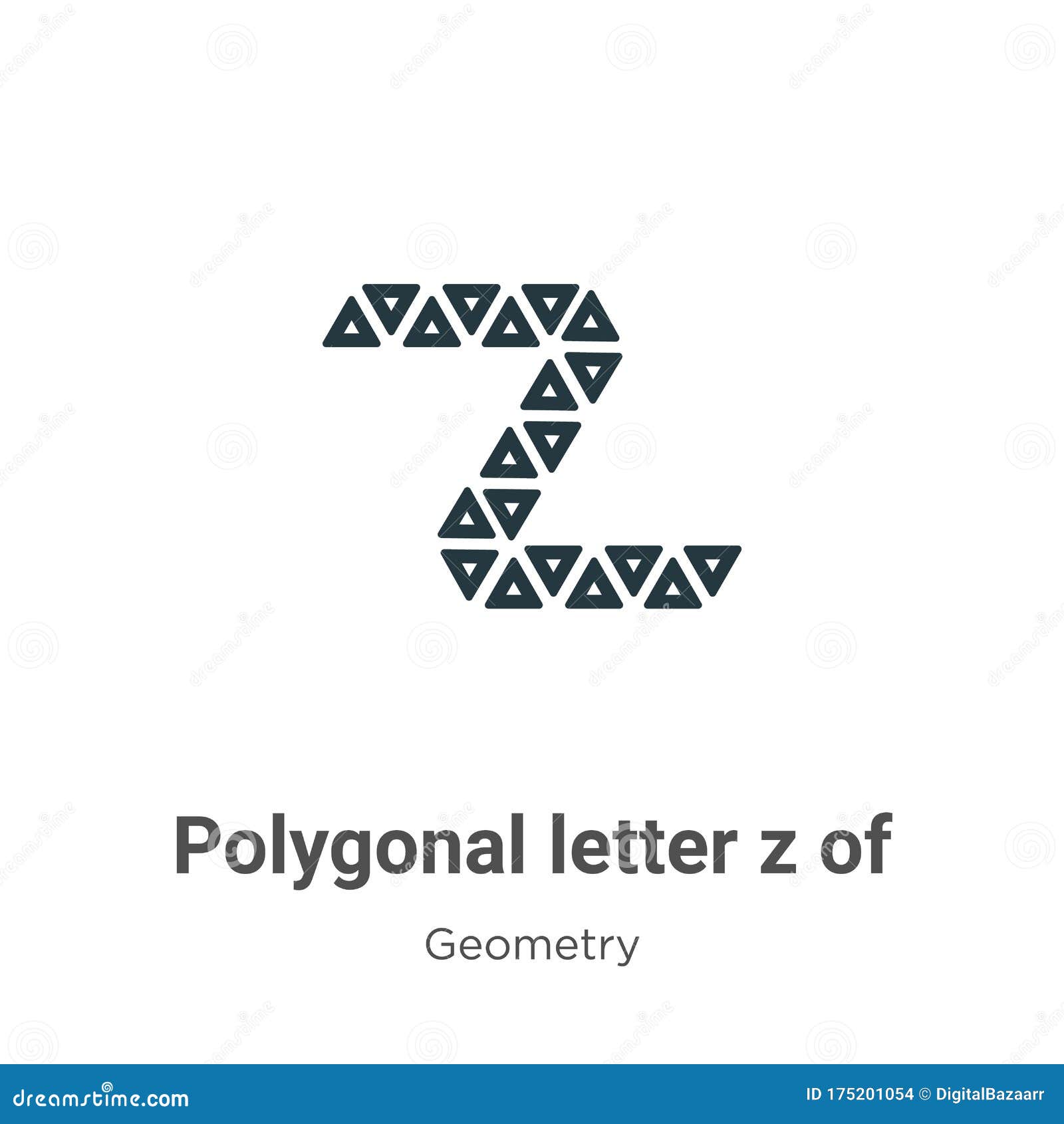 Polygonal Letter Z of Small Triangles Outline Vector Icon. Thin Line ...