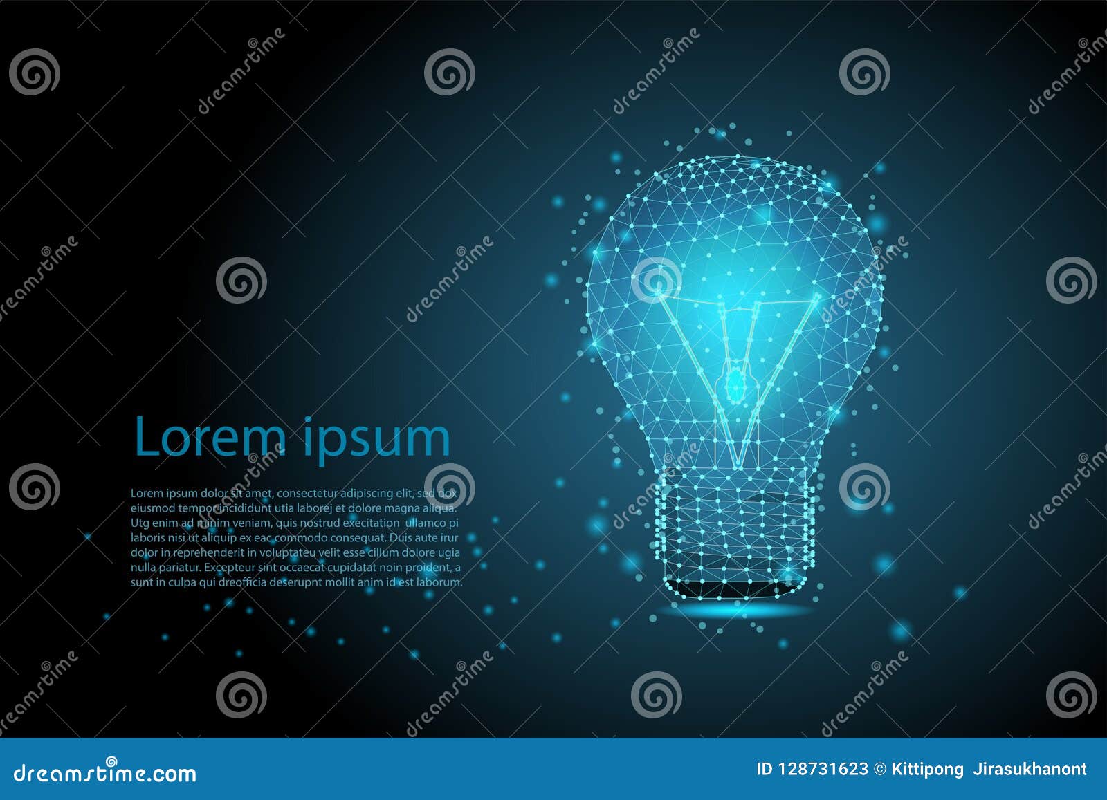 Polygonal light bulb stock vector. Illustration of lighting - 128731623